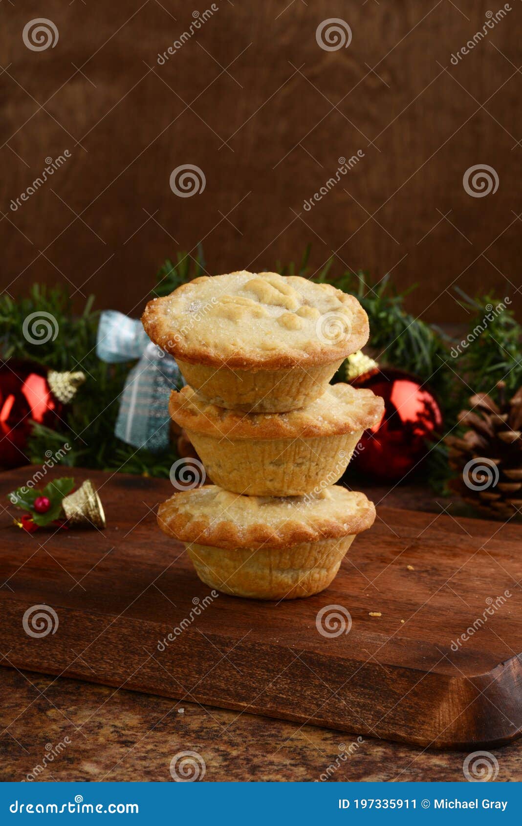 Christmas Mincemeat Pies on Wood Stock Image - Image of crust ...