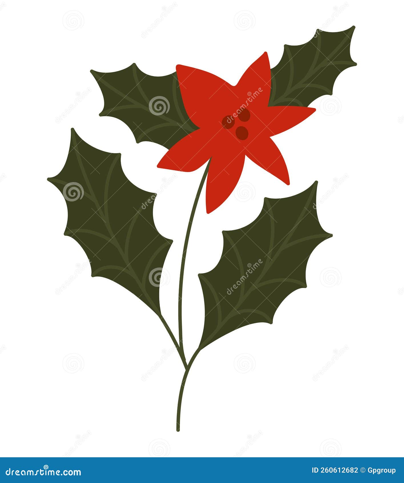 Christmas mistletoe flower stock vector. Illustration of merry - 260612682