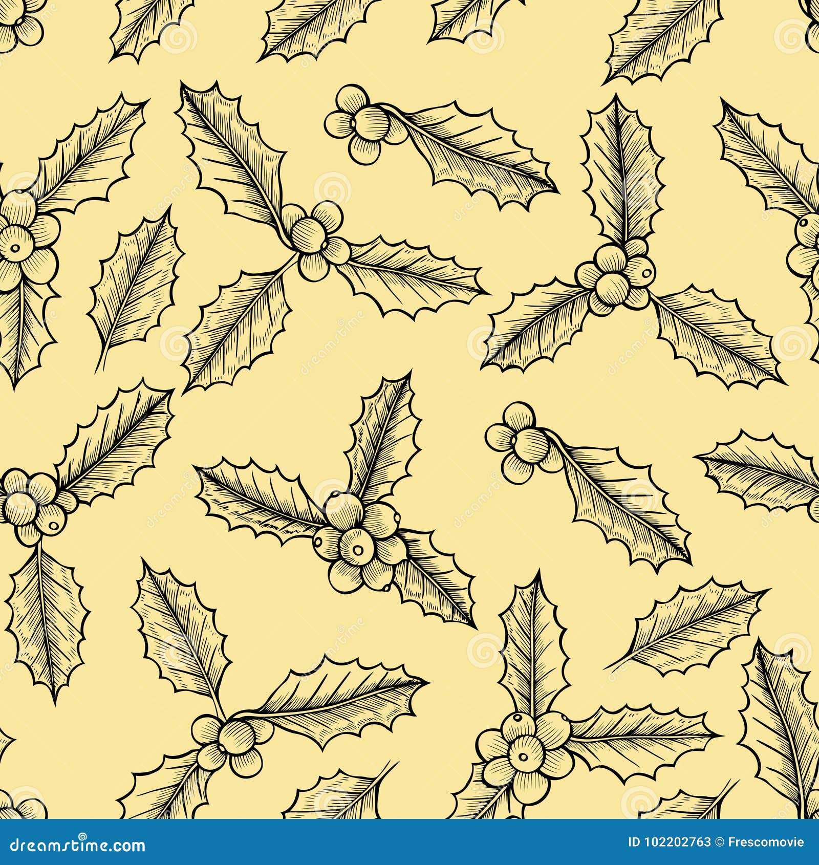 Christmas Mistletoe Pattern Stock Vector - Illustration of holly ...