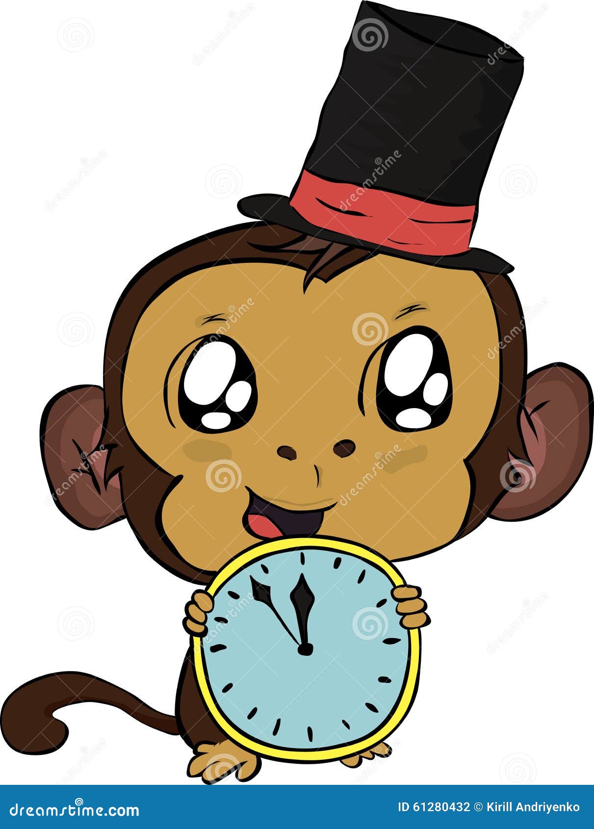 Christmas Monkey with Clock Stock Vector - Illustration of stars ...