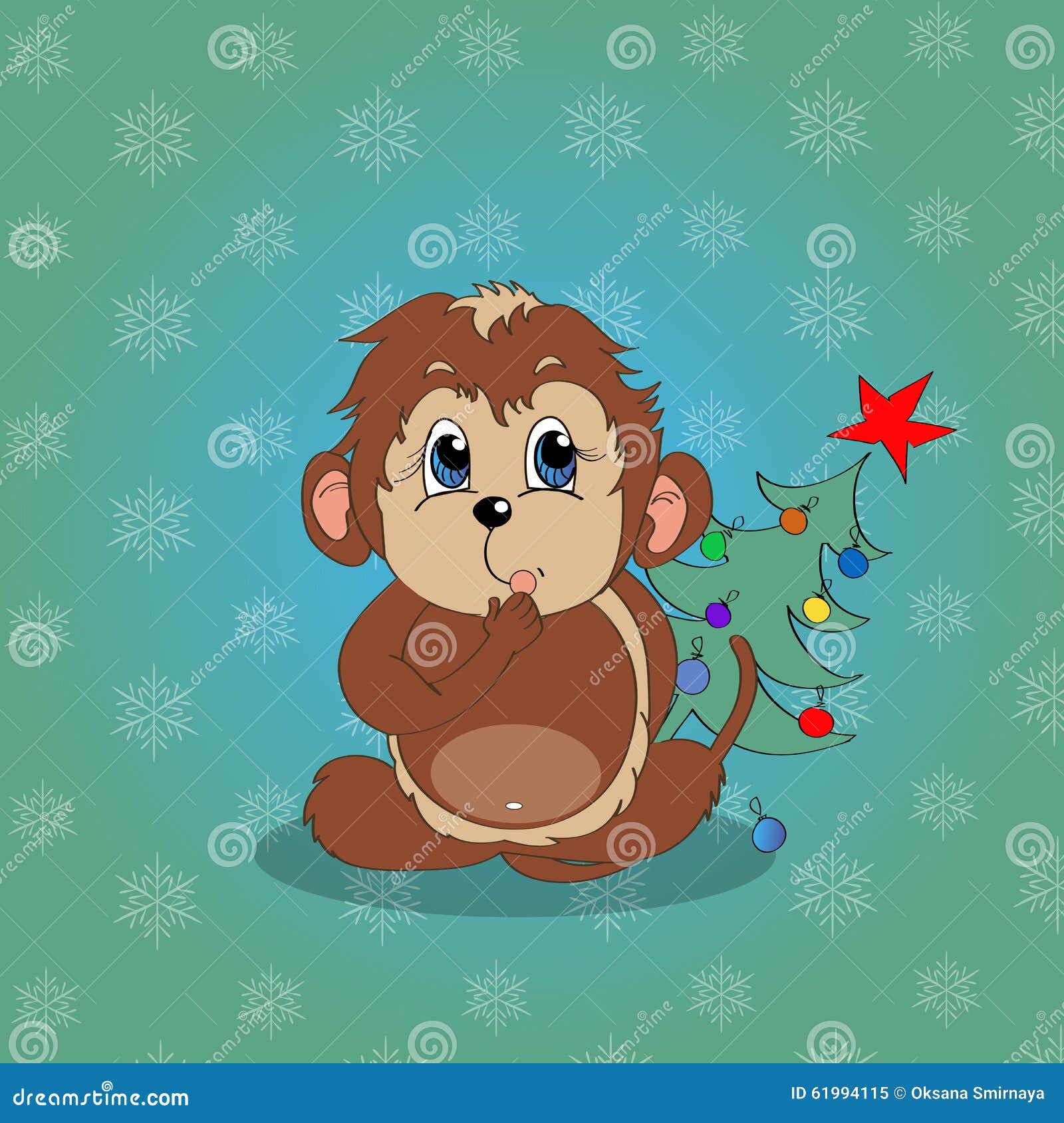Christmas Monkey stock illustration. Illustration of snow - 61994115