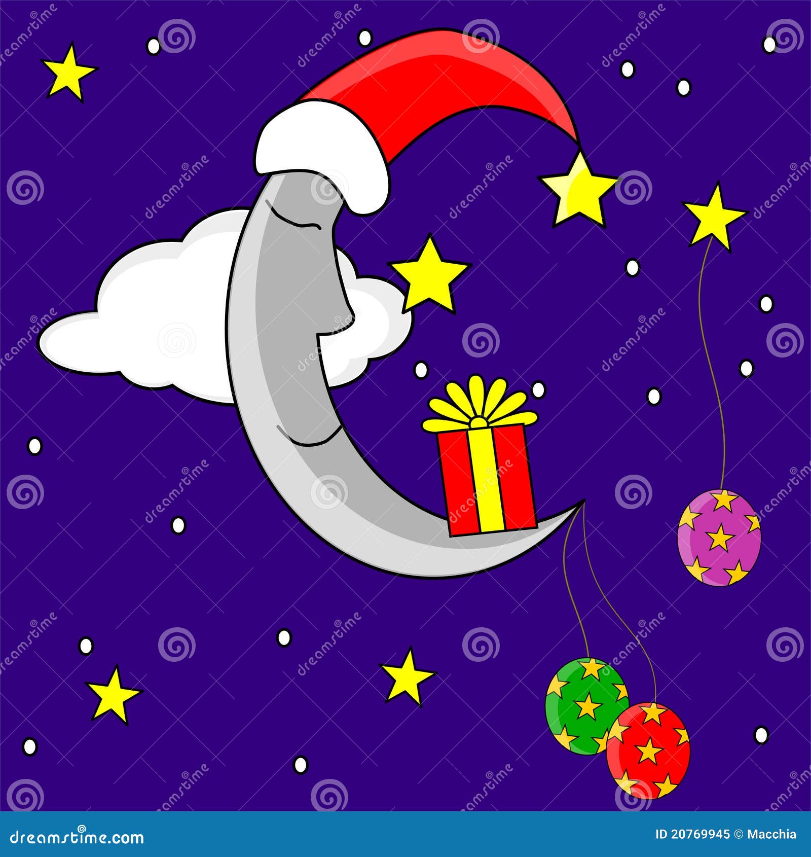 Christmas moon stock vector. Illustration of star, santa - 20769945