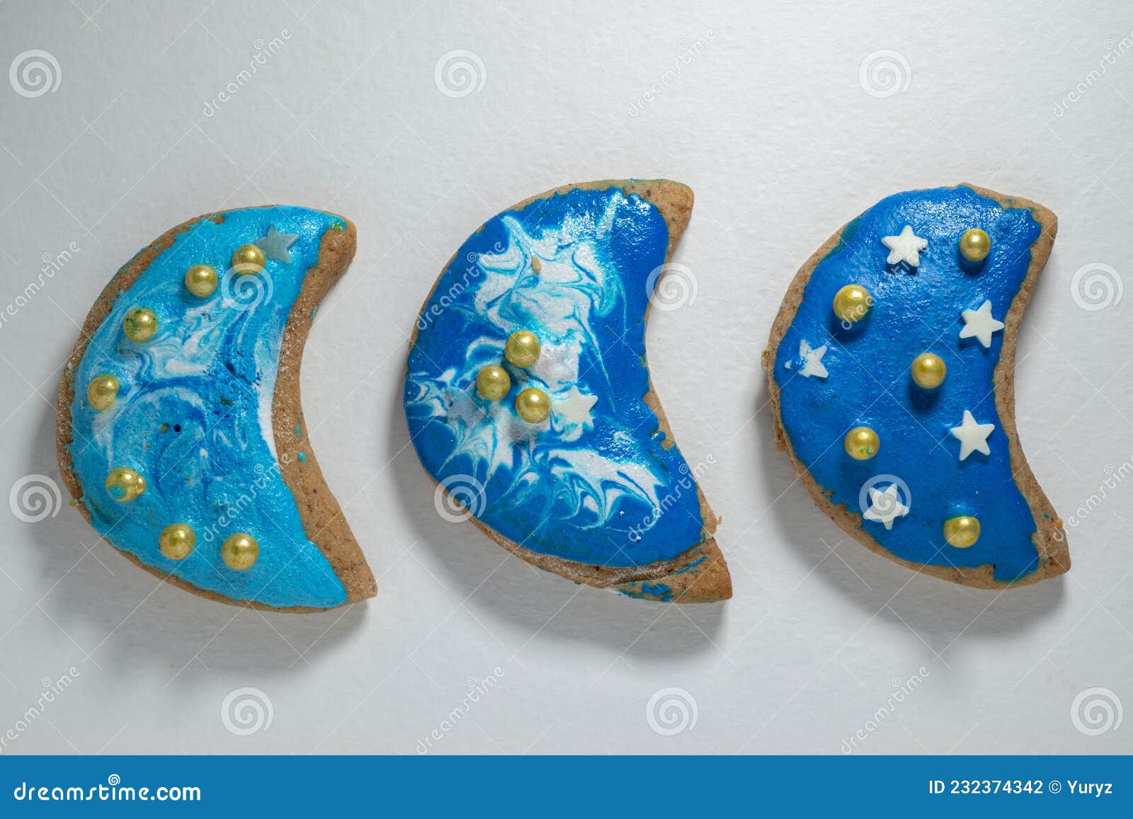 Christmas moon cookies stock photo. Image of isolated - 232374342