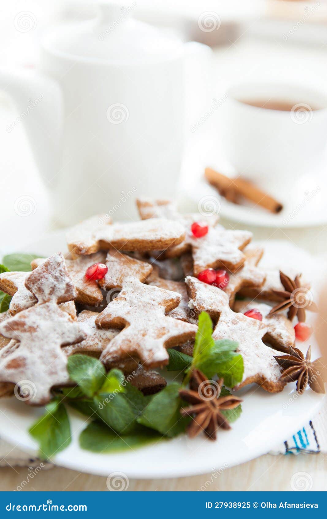Christmas Morning Tea with Cookies Stock Image - Image of food, nature ...