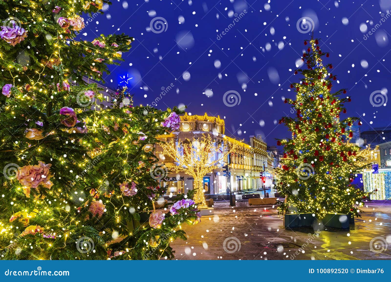 Christmas in Moscow. Festively Decorated Streets of Moscow Stock Photo ...