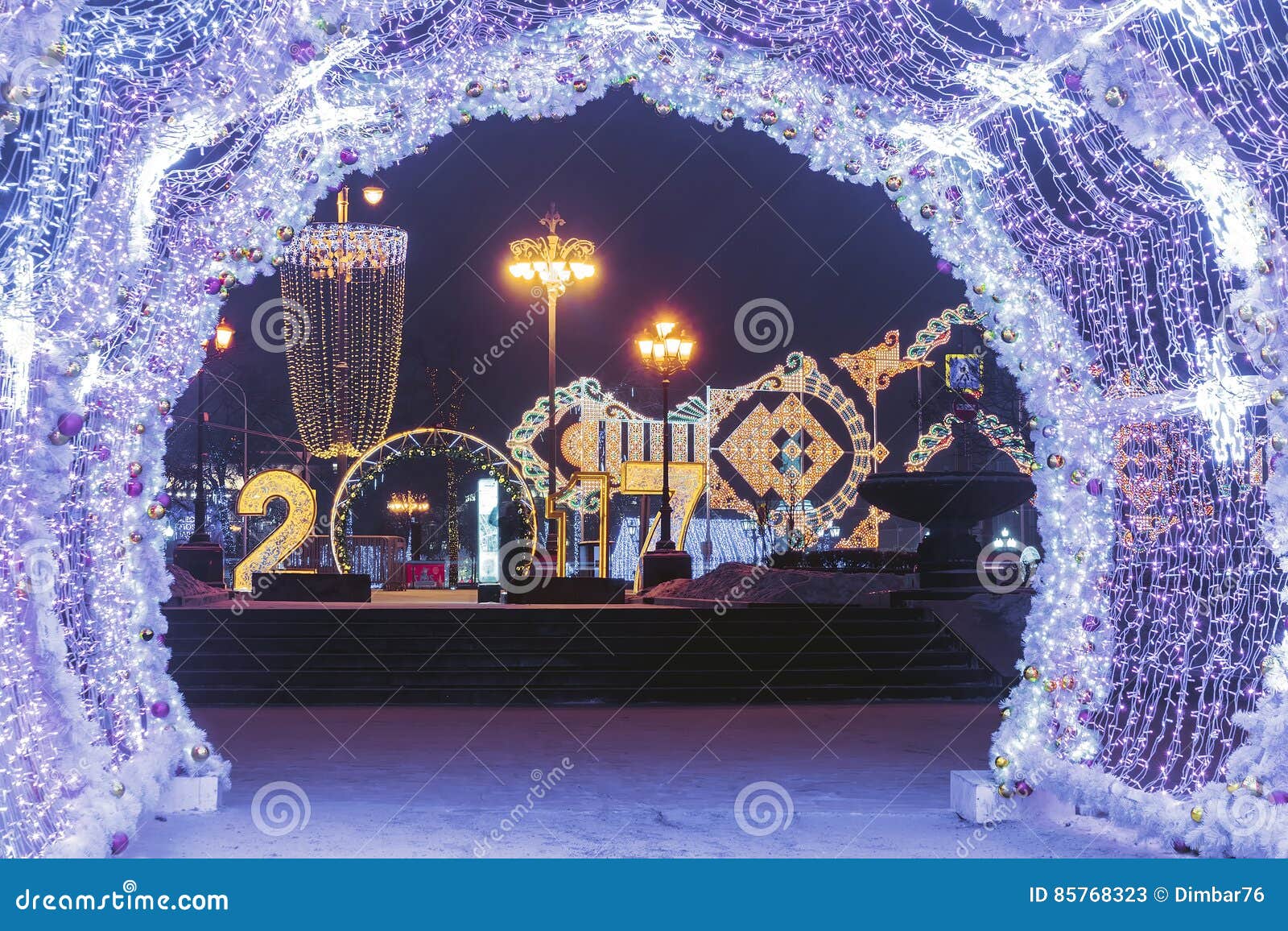 Christmas Moscow. Light Installation on Pushkin Square Stock Image ...