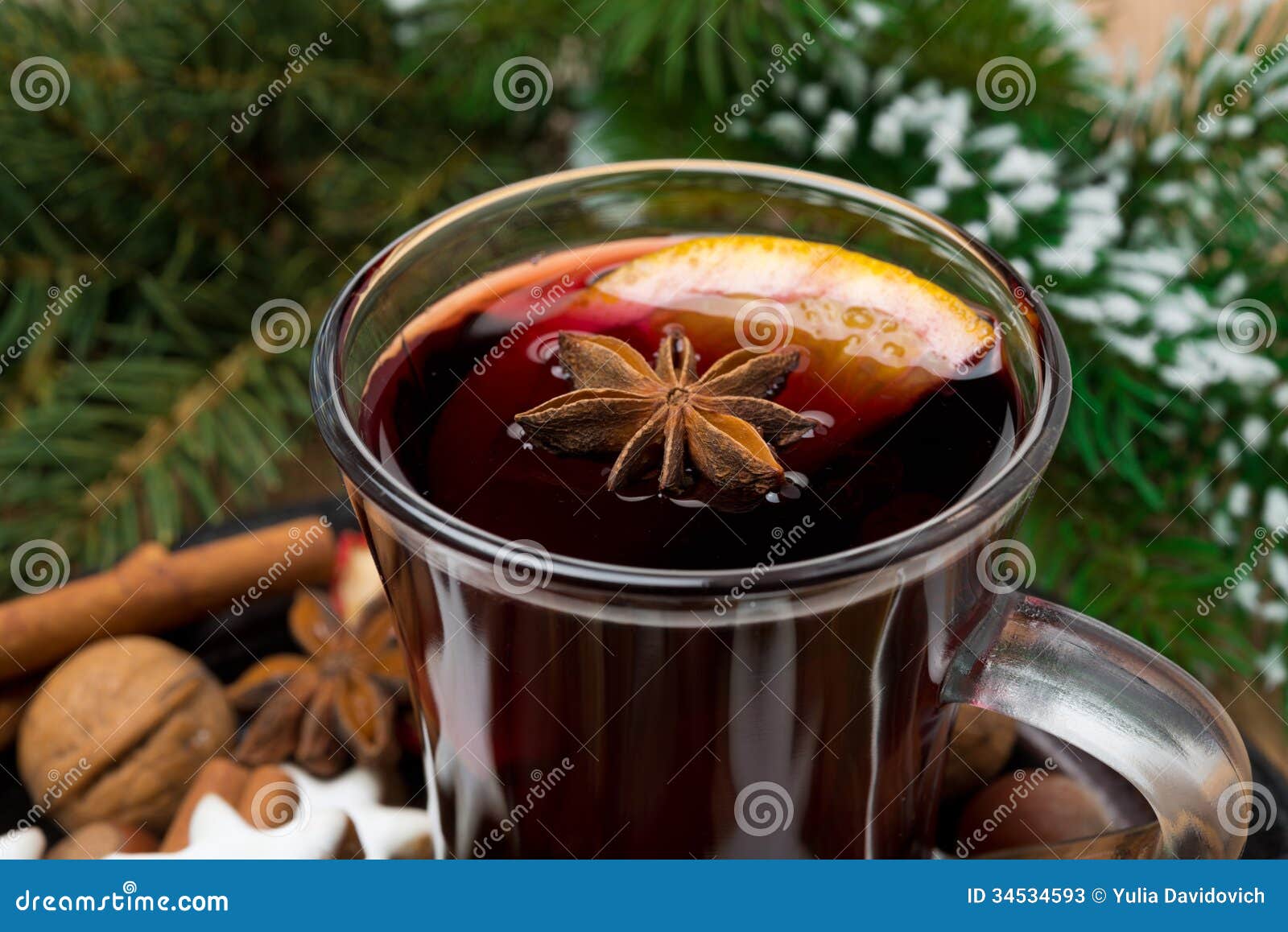 Christmas Mulled Wine in Glass Cup Close-up Stock Image - Image of ...