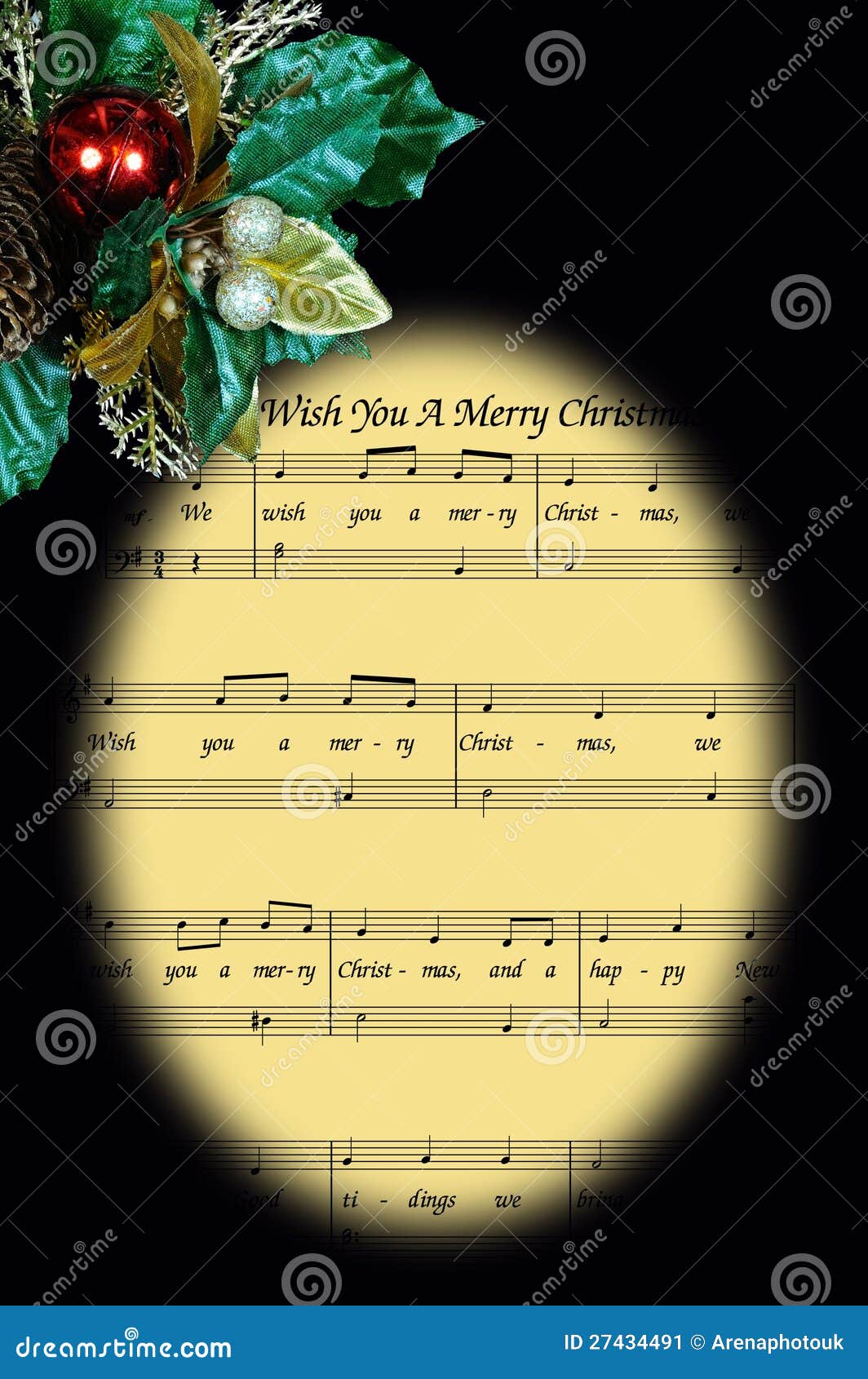 Christmas music in frame. stock illustration. Illustration of stave ...
