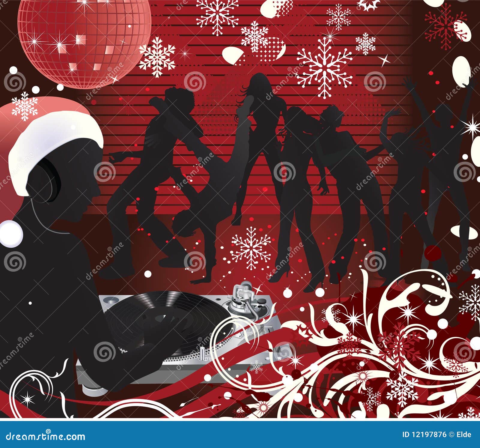 Christmas music poster.DJ stock illustration. Illustration of february ...