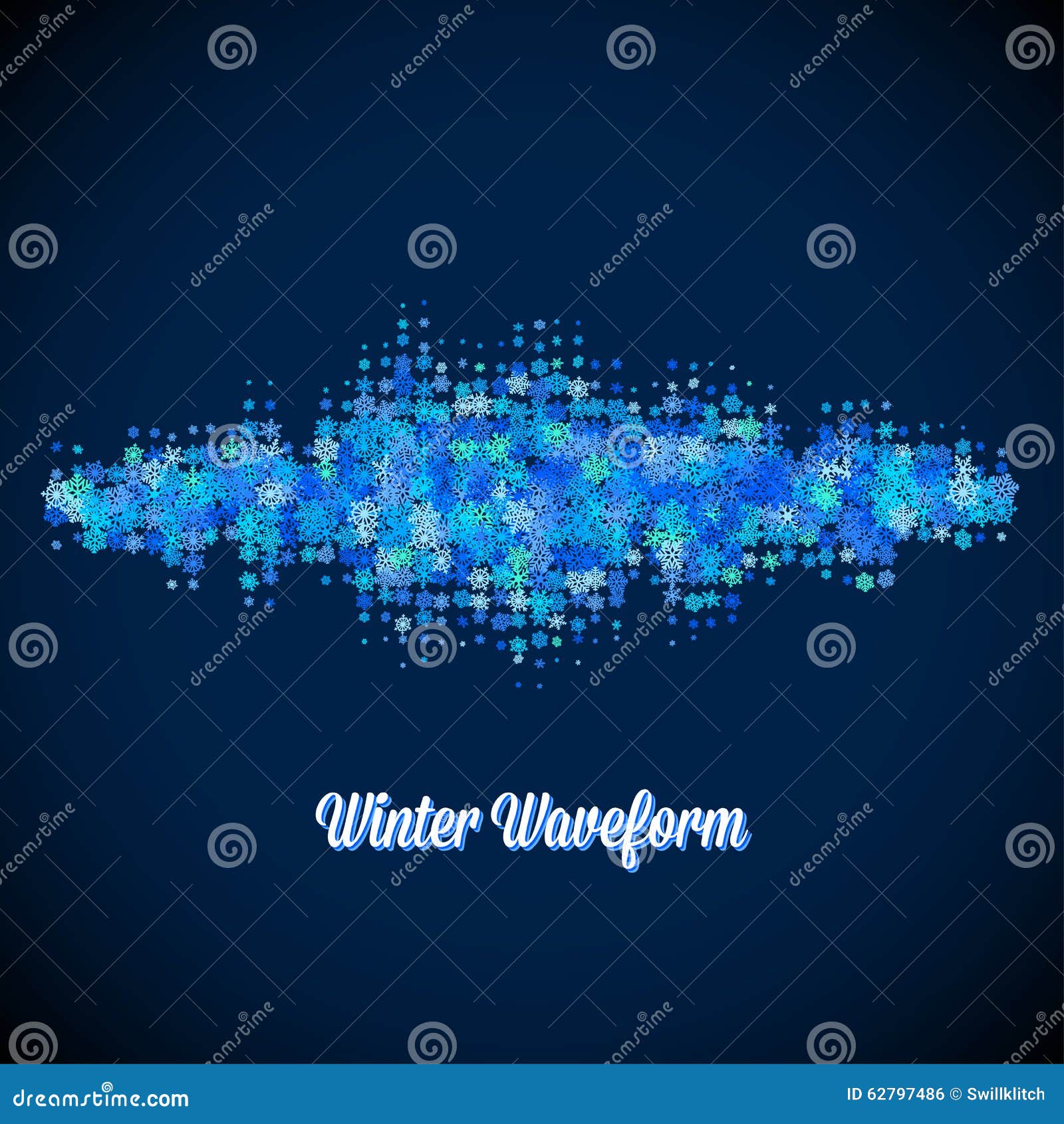 Christmas Music Waveform Made of Different Scattered Snowflakes Stock ...