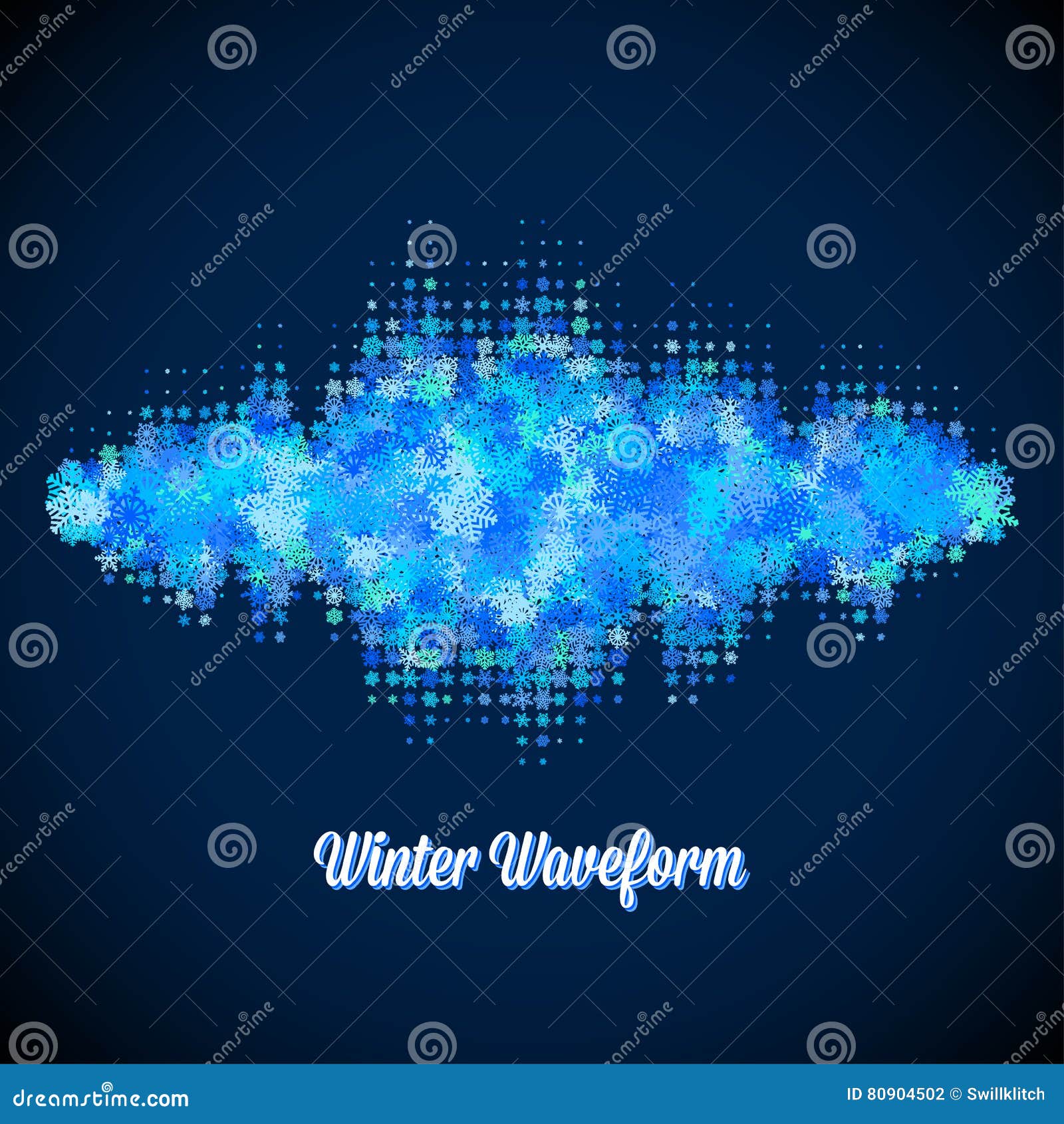 Christmas Music Waveform Made of Different Scattered Snowflakes Stock ...