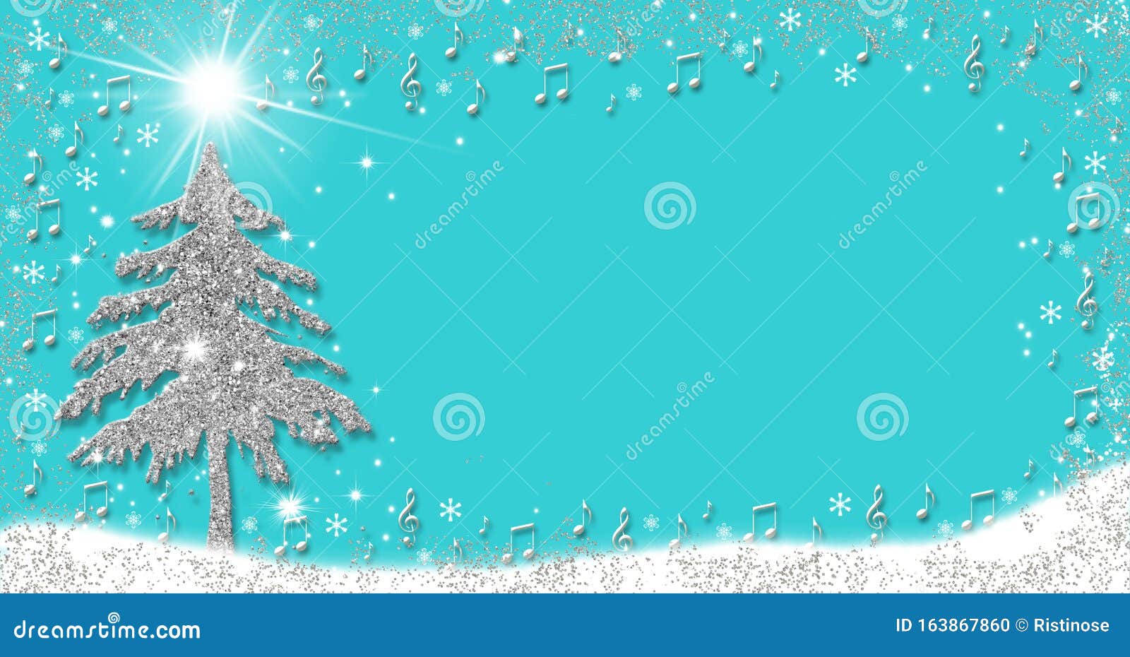 Christmas Musical Border Card. Panoramic Image Stock Photo - Image of ...