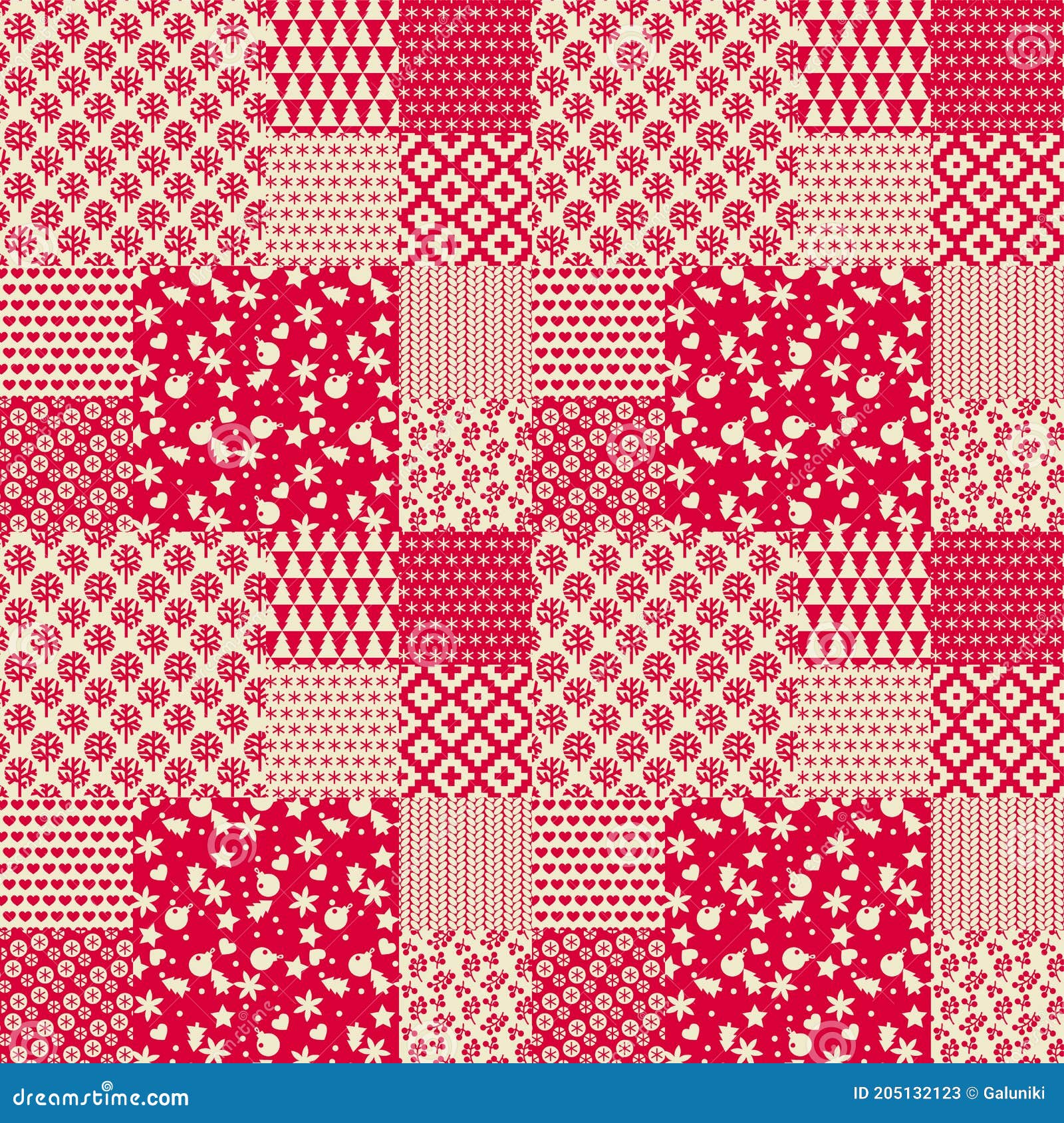 Christmas Naive Simple Red Patchwork Pattern Stock Vector ...