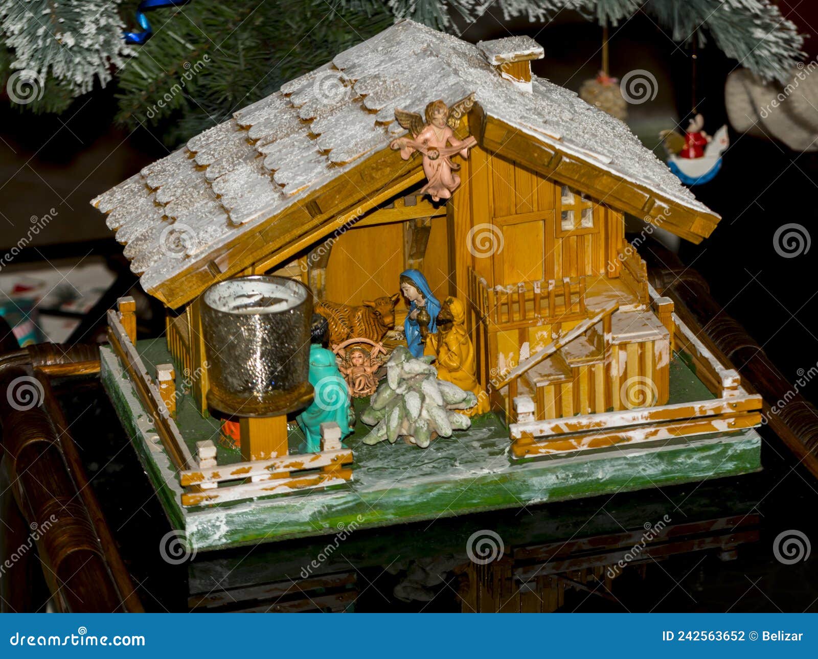 Christmas Nativity Scene Model with the Manger Stock Photo - Image of ...
