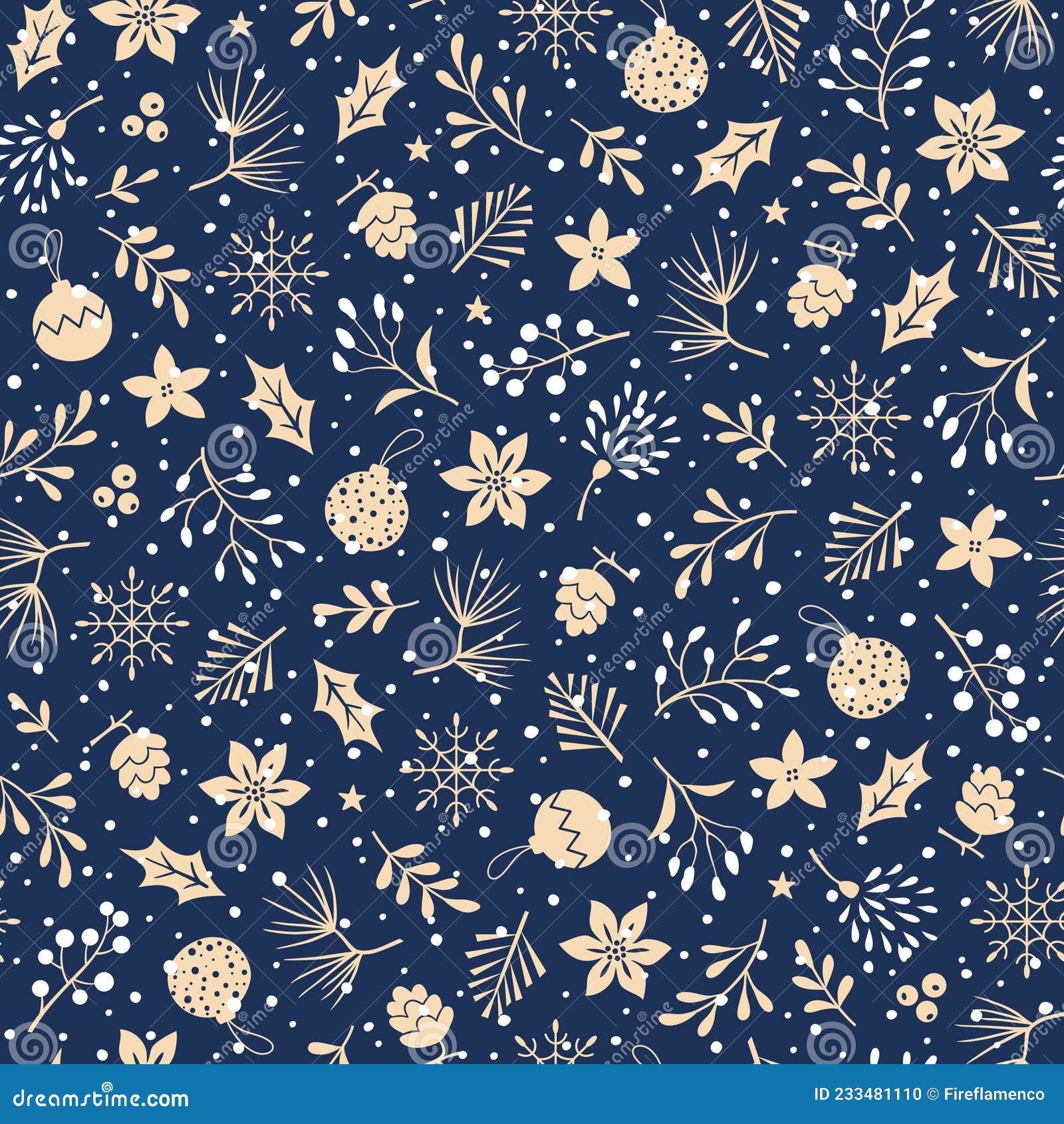 Christmas Navy Blue and Gold Seamless Pattern Stock Vector ...