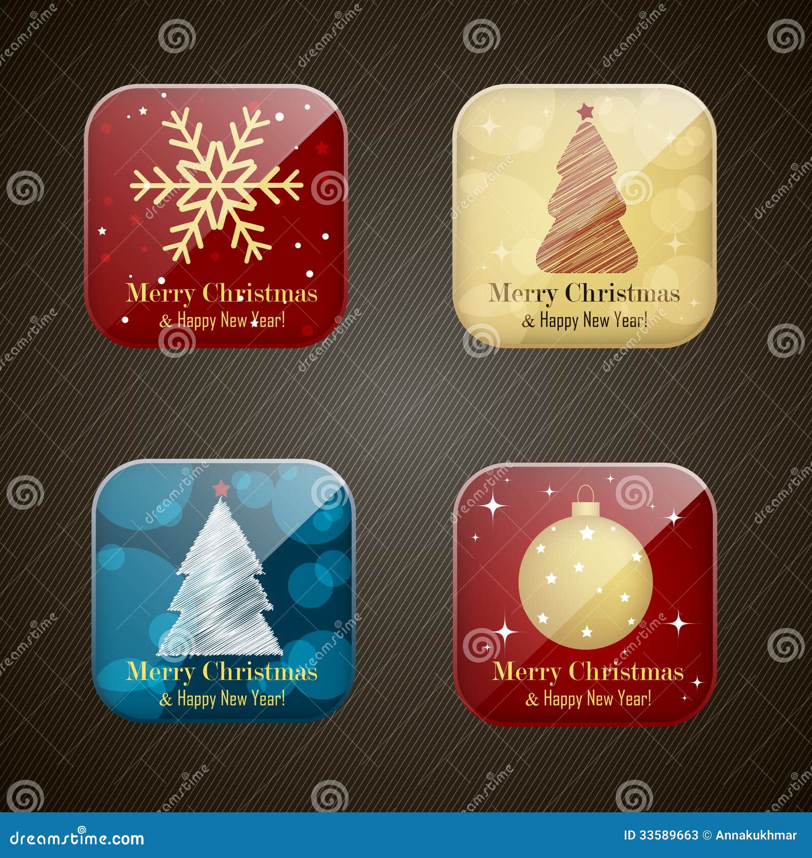 Christmas and New Year App Icons Stock Illustration - Illustration of ...