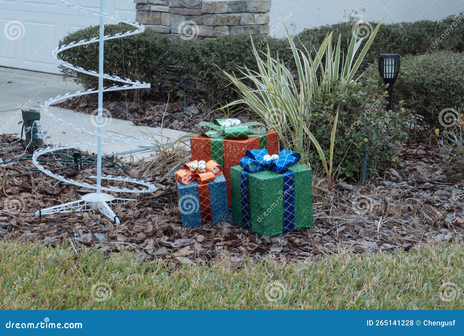 New Year Decoration in a Community Stock Photo - Image of cottage, blue ...