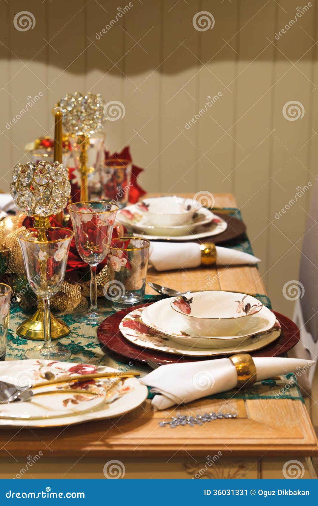Christmas or New Year Dinner Table Decoration Stock Image - Image of ...