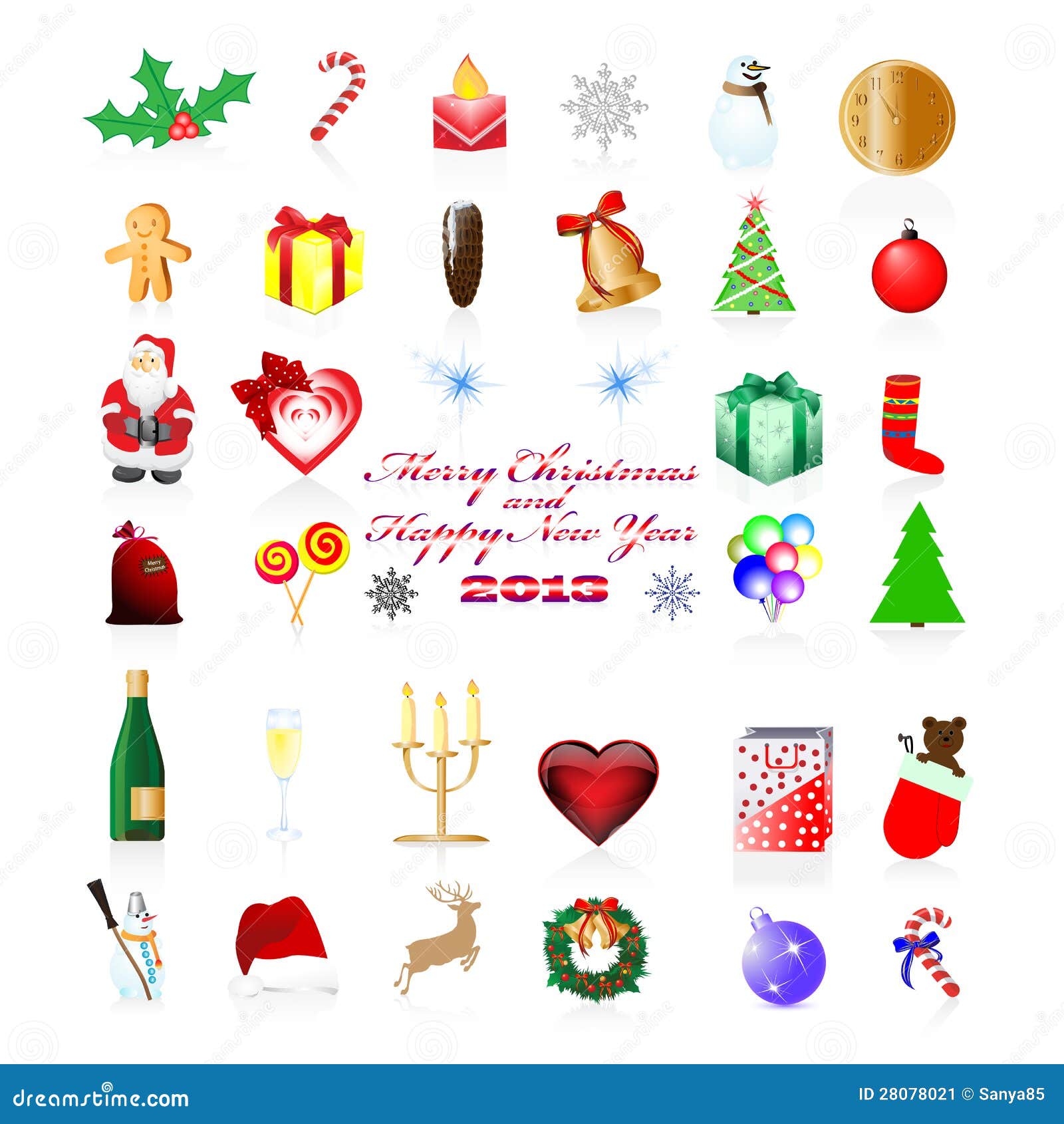 Christmas and New Year Icons, Eps10 Stock Vector - Illustration of ...