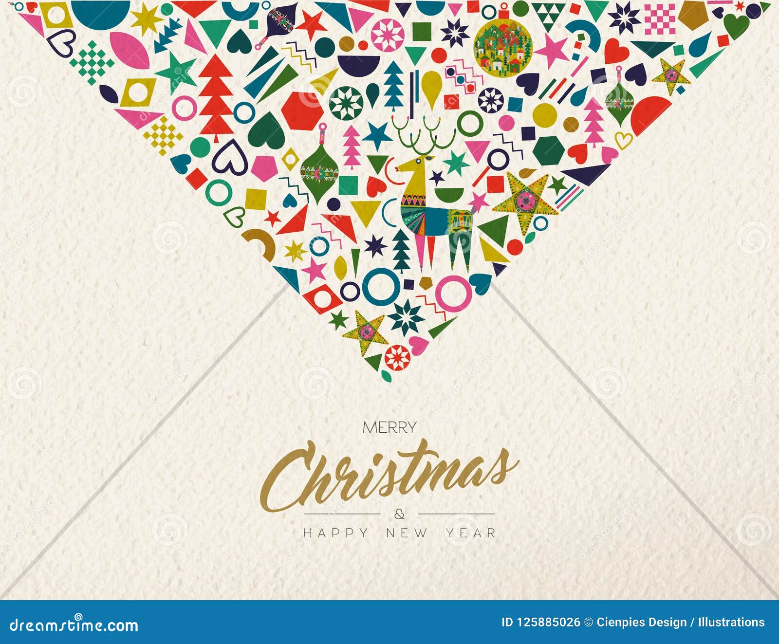Christmas and New Year Retro Folk Art Decoration Stock Vector ... Christmas and New Year Retro Folk Art Decoration Stock Vector ...