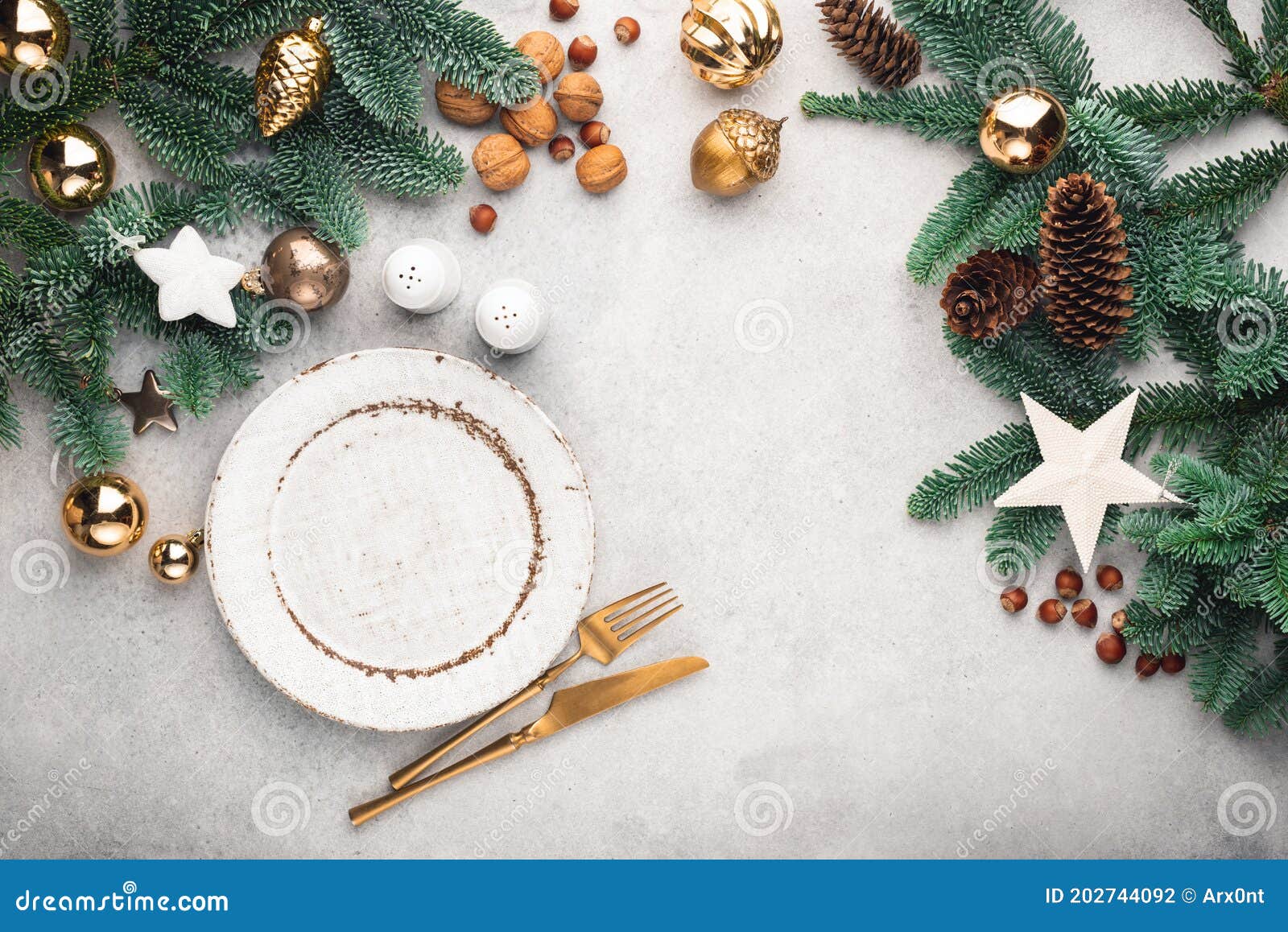 Christmas or New Year Table Setting Mock Up Stock Photo - Image of ...