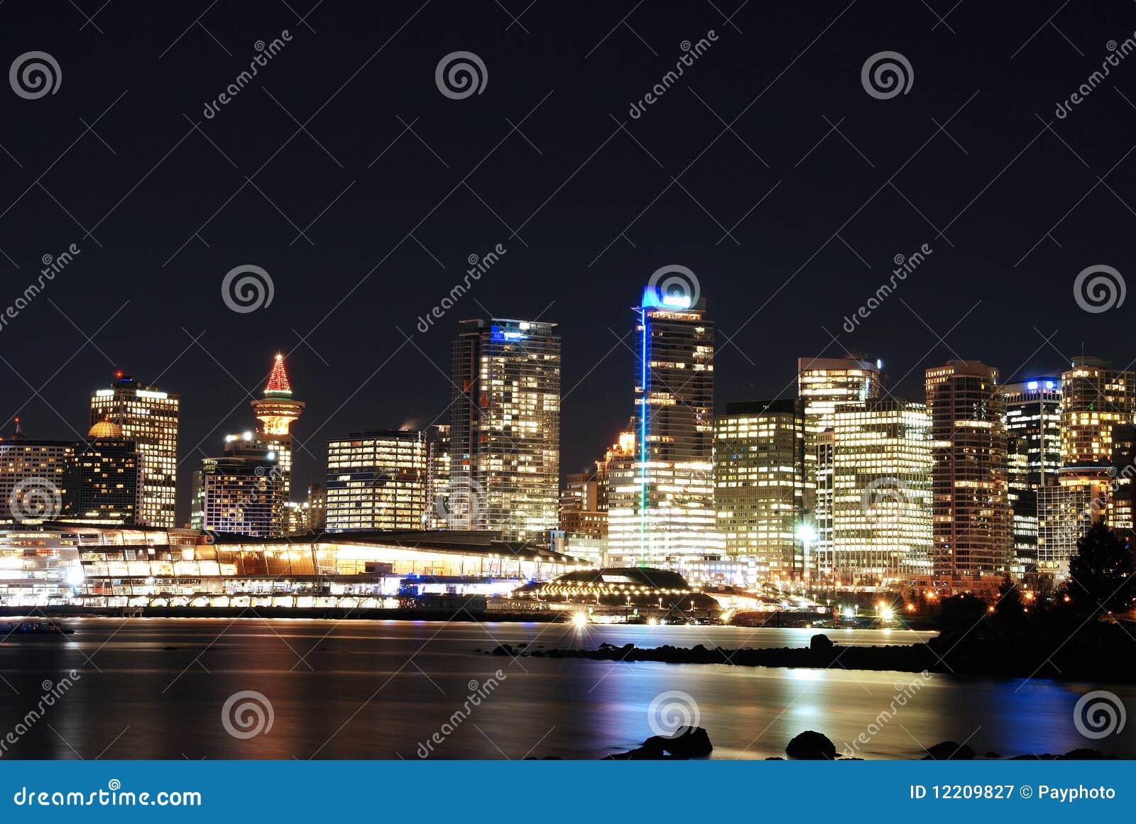 Christmas Night Scene of Downtown Vancouver Stock Image - Image of ...