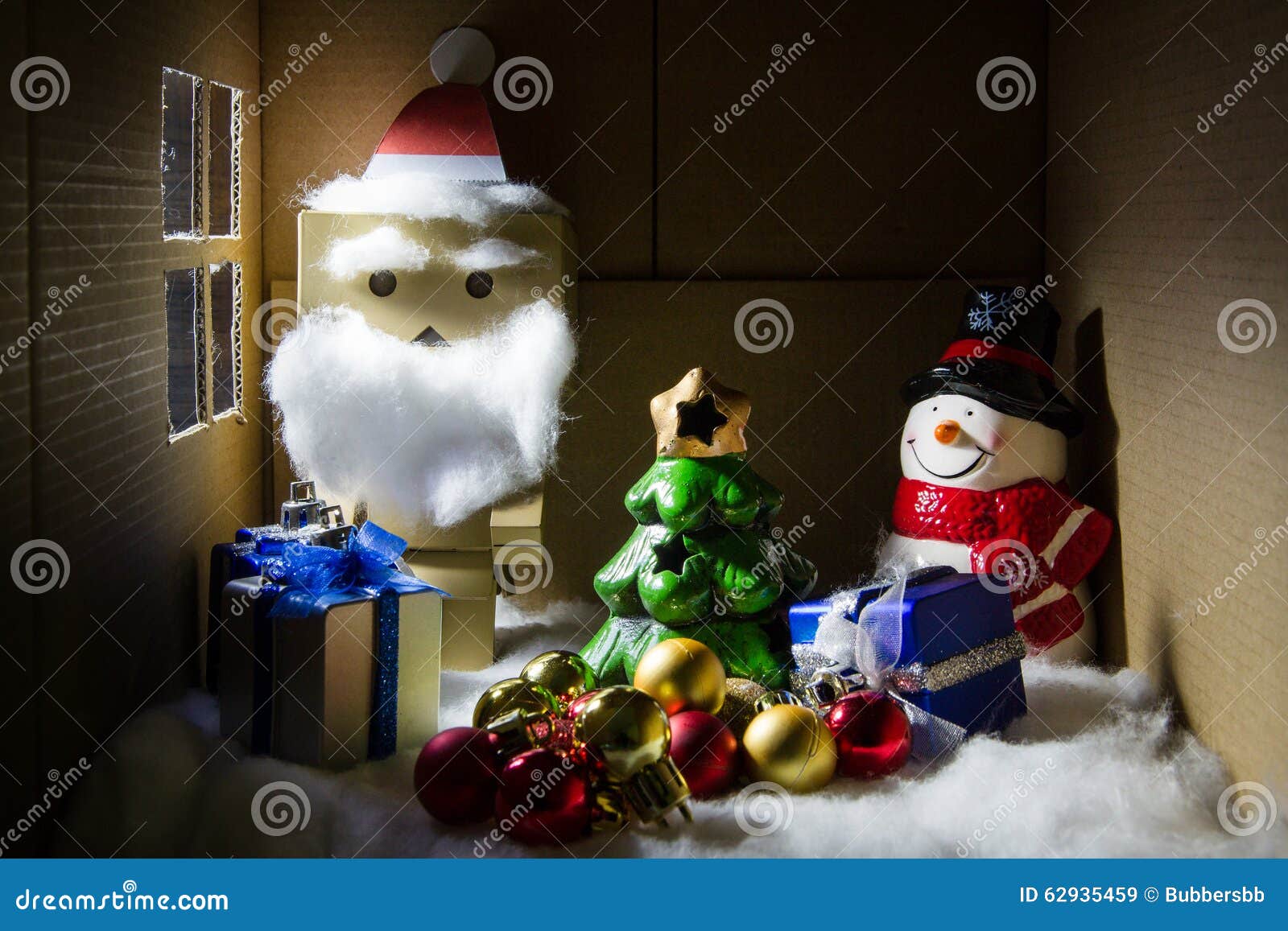 Christmas Night of a Toy in the Box. Stock Image - Image of present ...