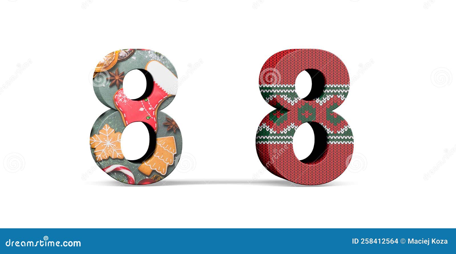 Christmas Number 8 - Three Dimensional 8 Number with Textures with ...