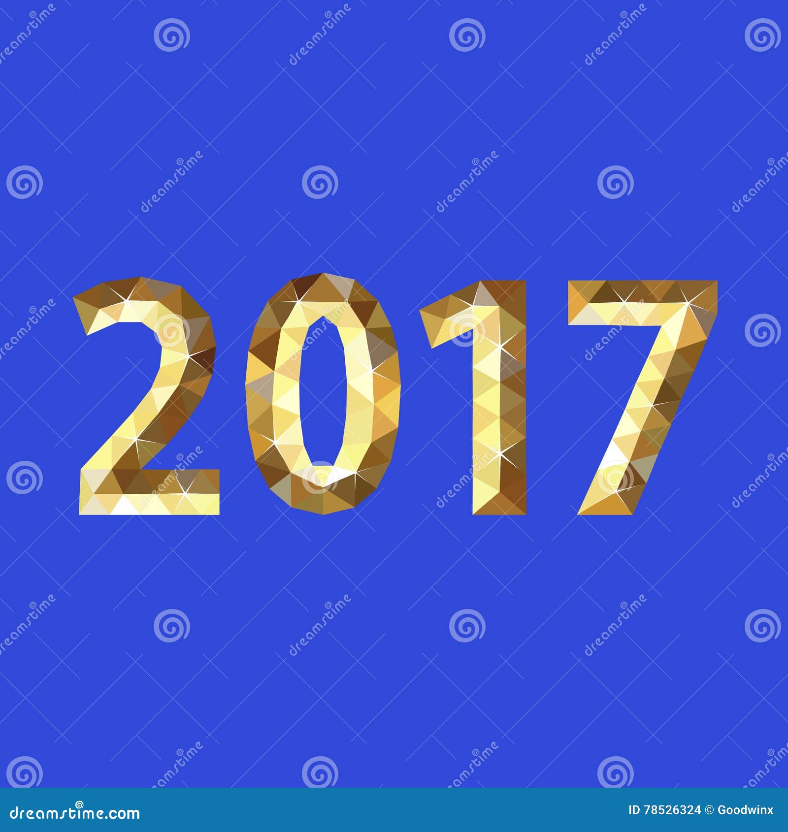 Christmas Numbers for 2017 New Year Polygonal Gold on Blue Stock Vector ...