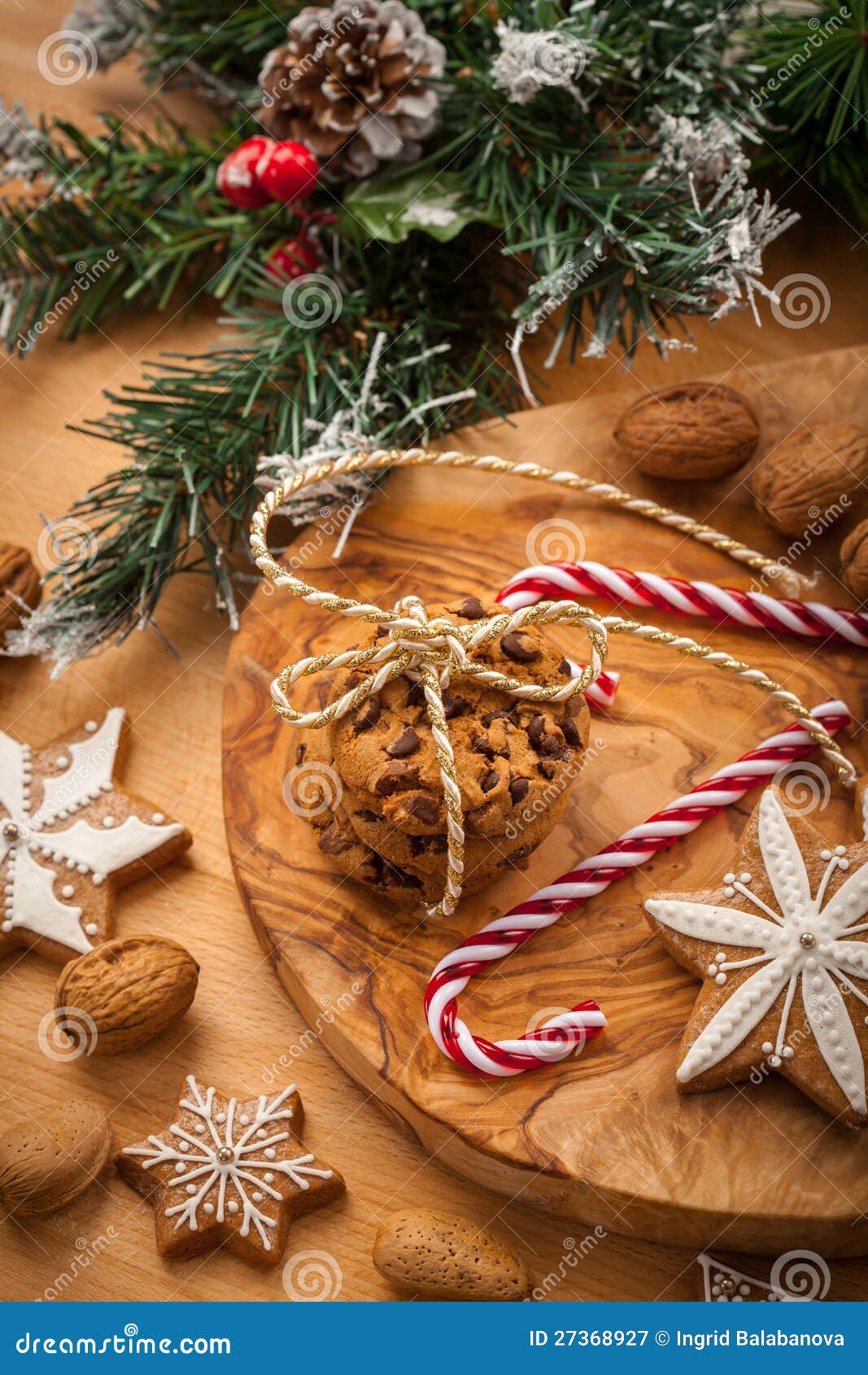Christmas Nut and Chocolate Cookies Stock Image - Image of biscuit ...
