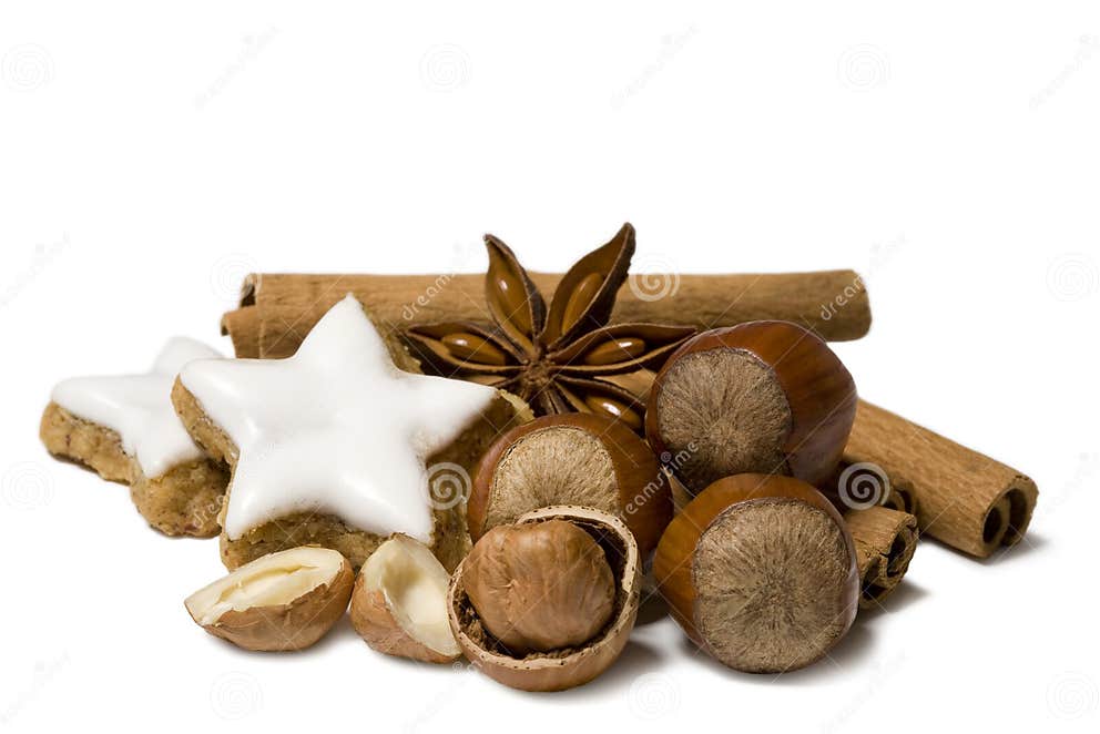 Christmas nuts decoration stock image. Image of hazelnut - 11985119