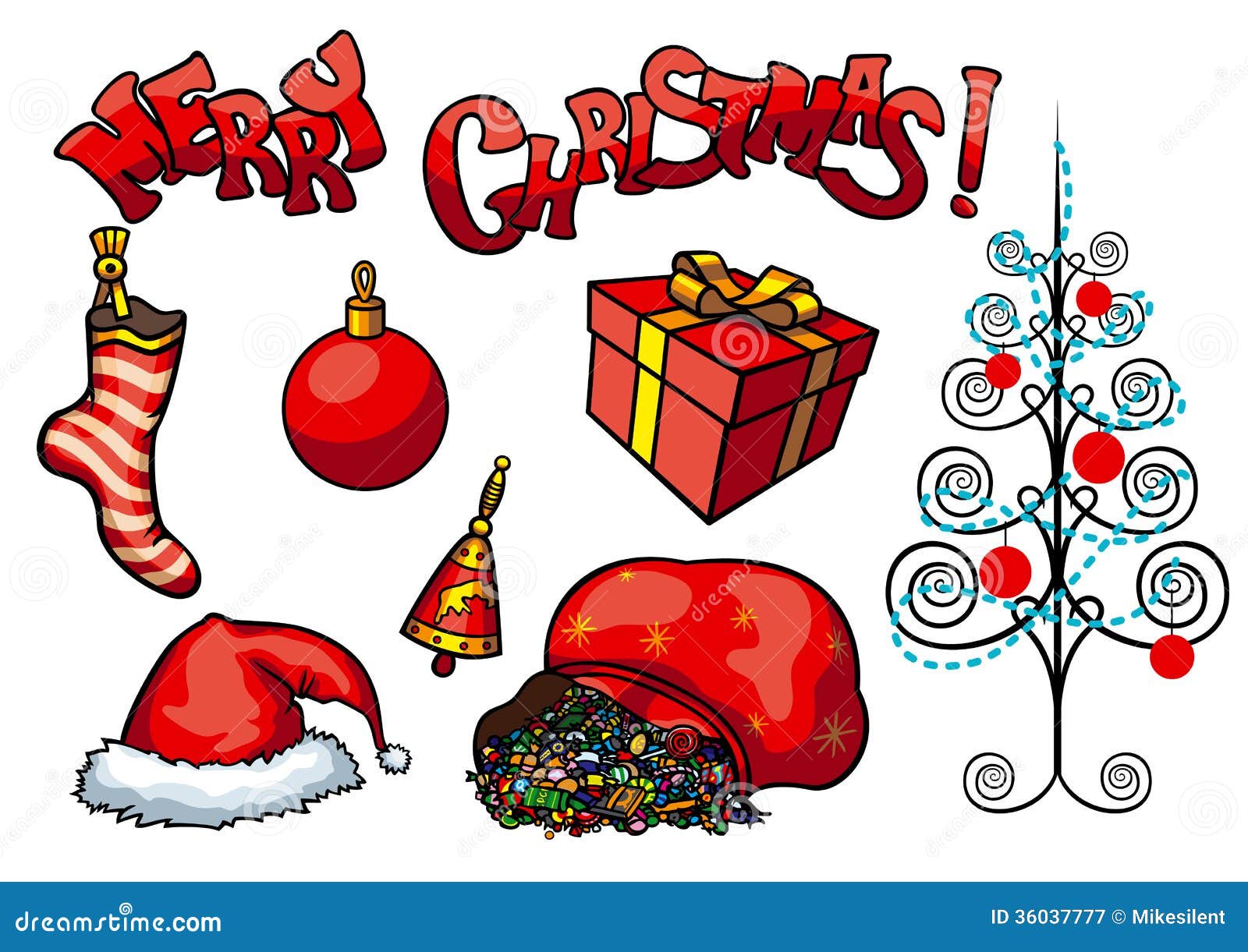 Christmas objects set stock vector. Illustration of gift - 36037777