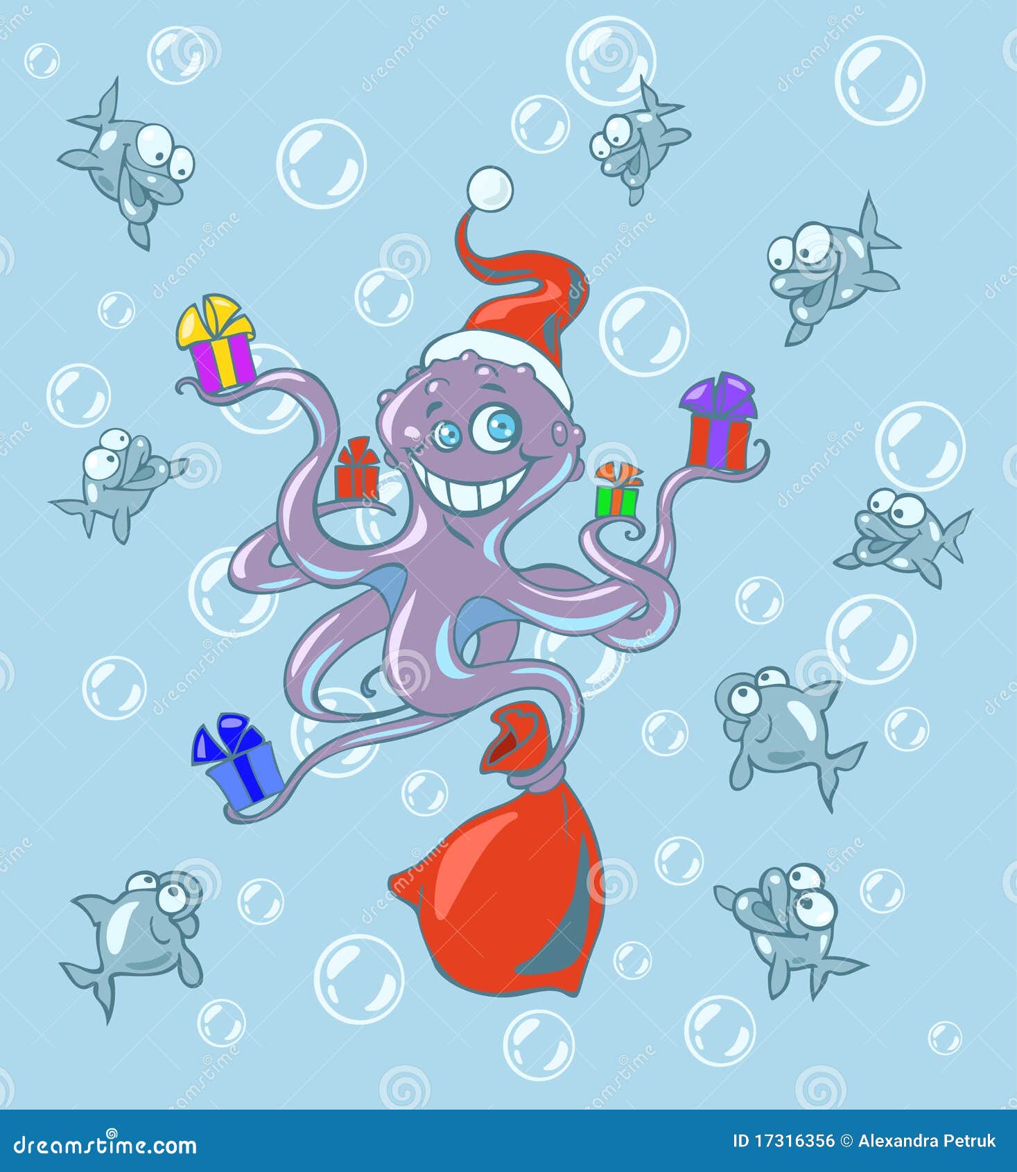 Christmas octopus stock vector. Illustration of merrymaking - 17316356