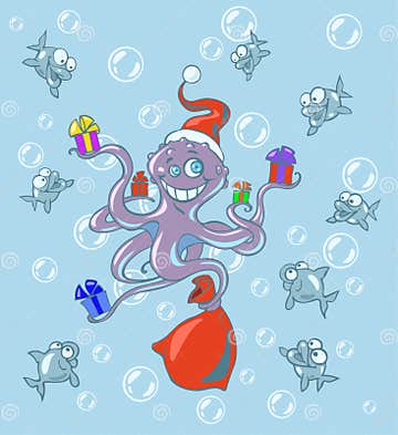 Christmas octopus stock vector. Illustration of merrymaking - 17316356