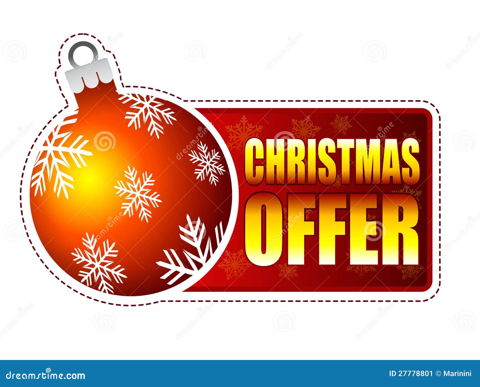 Christmas Offer Label with Ball and Snowflakes Stock Illustration ...