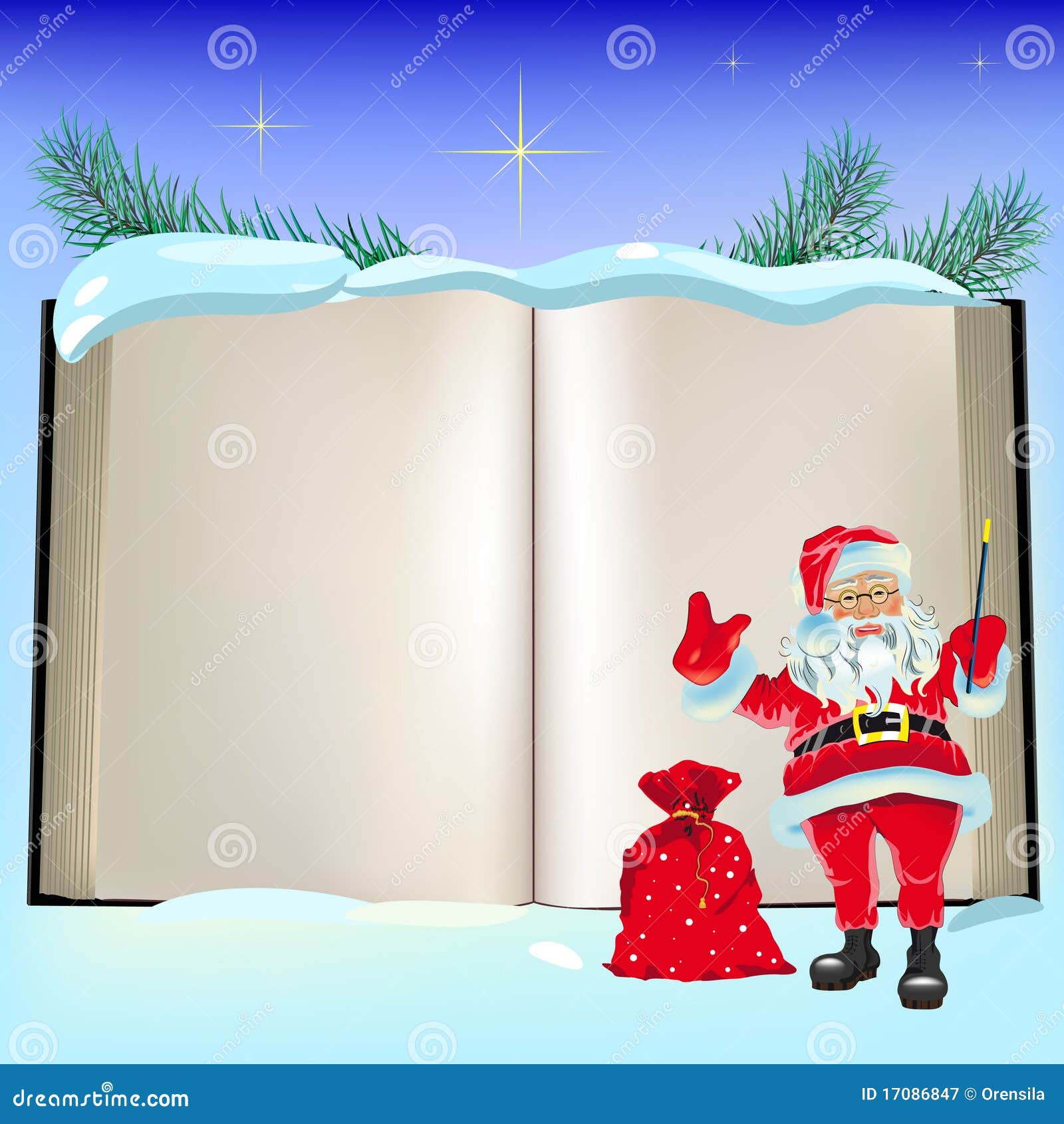 Christmas Open Book and Santa Claus Stock Vector - Illustration of ...