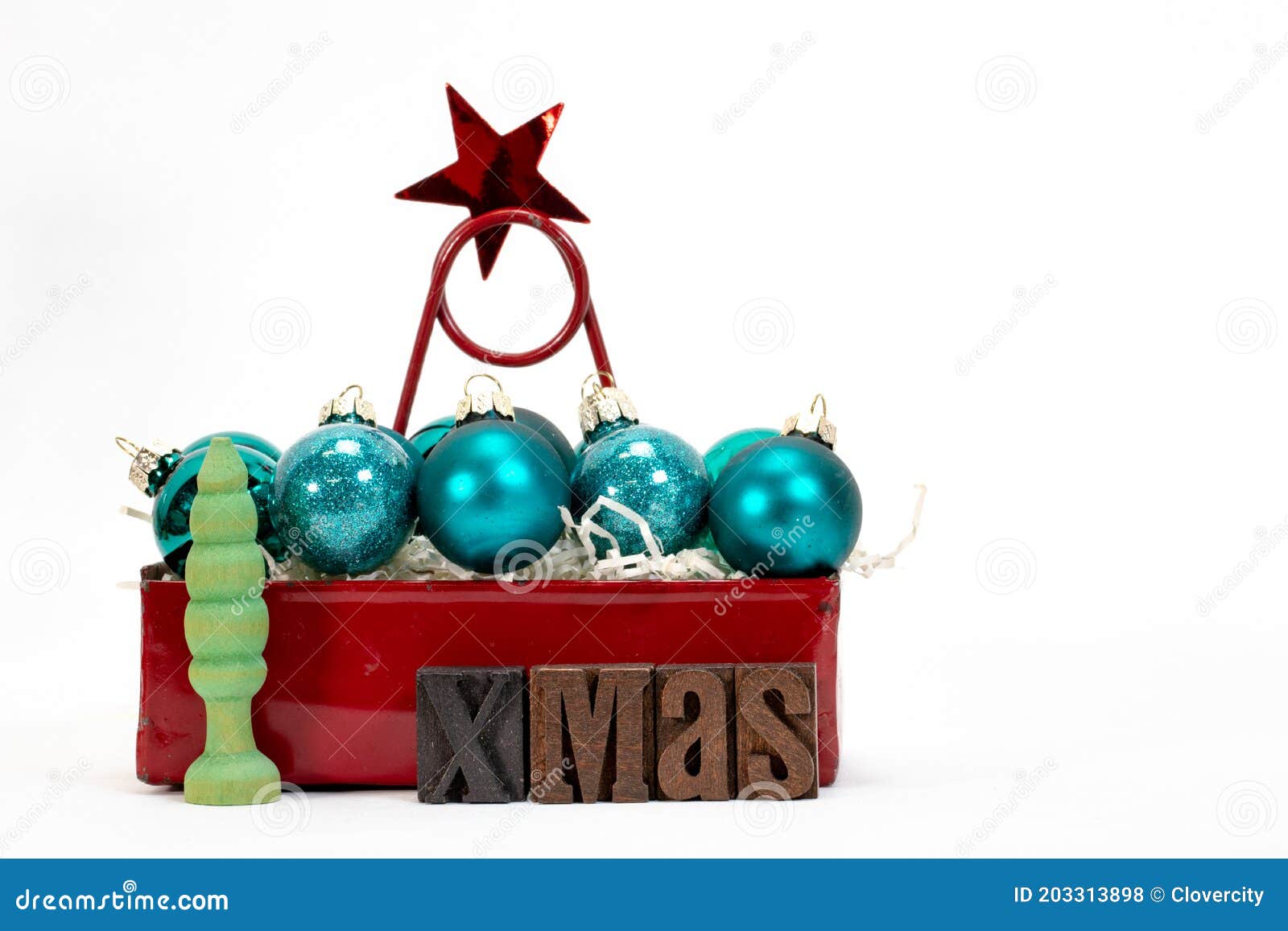 Christmas Ornaments in a Small Red Box Stock Photo - Image of season ...