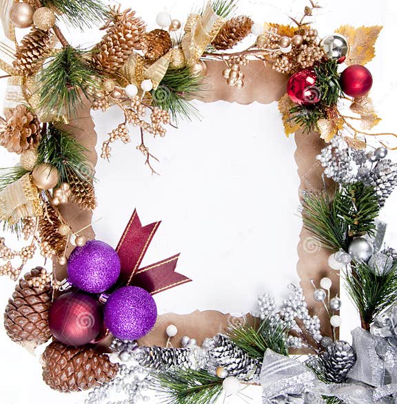 Christmas Ornament Frame Decoration Stock Image - Image of gold ...
