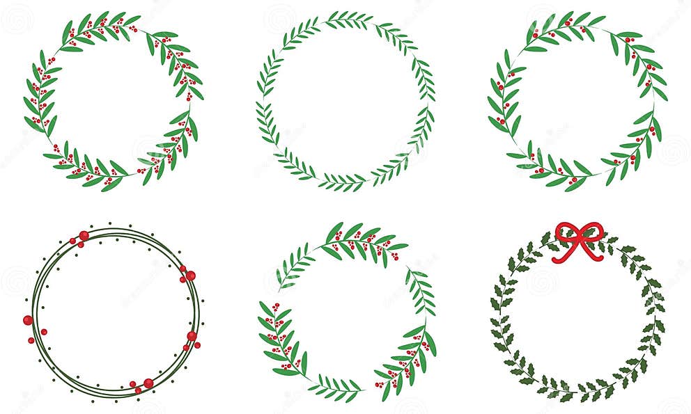 Christmas Ornament Wreath Set Stock Vector Illustration Of Template