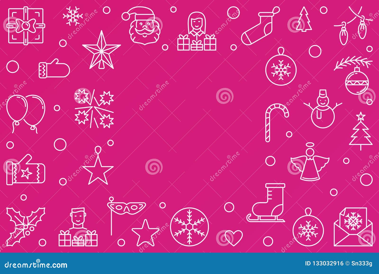 Christmas Outline Horizontal Frame. Vector Illustration Stock Vector ...