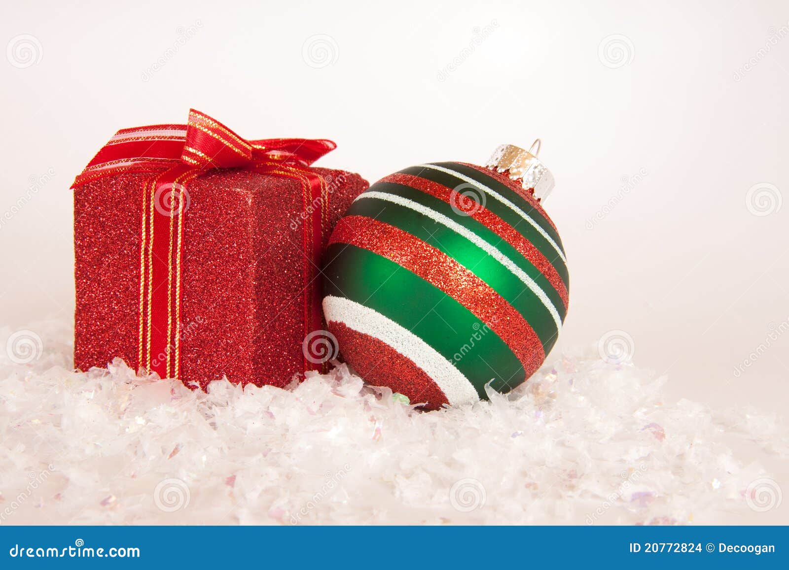 Christmas Package and Ornament Stock Photo - Image of ornament, snow ...