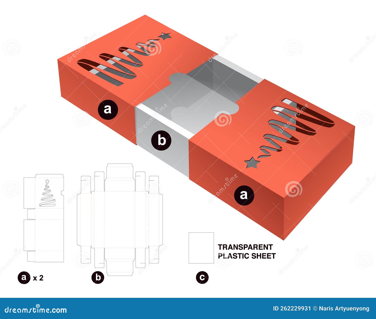 Christmas Packaging Box Die Cut Template Stock Vector - Illustration of ...