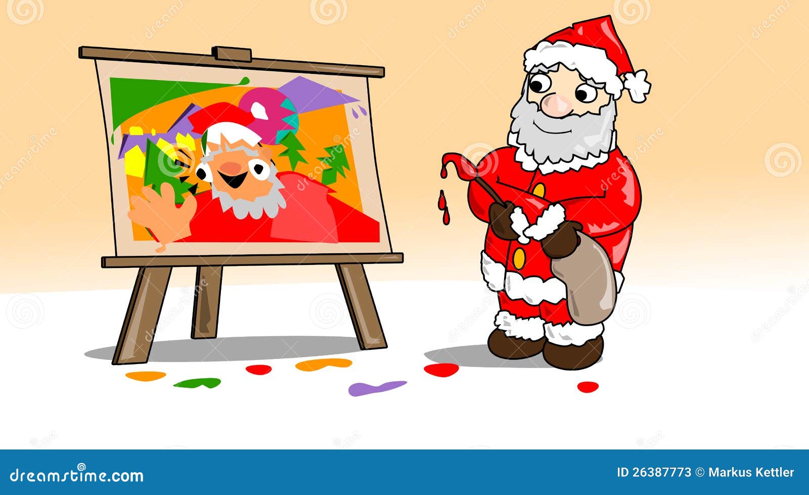 Christmas-painting-santa stock illustration. Illustration of drawing ...