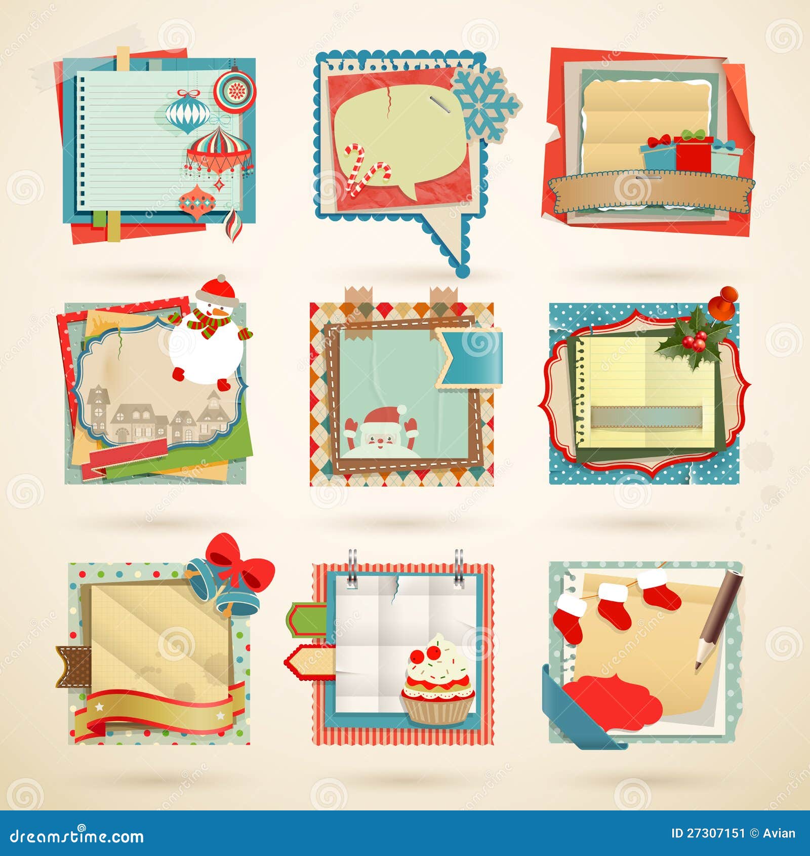 Christmas Paper notes. stock vector. Illustration of gift - 27307151