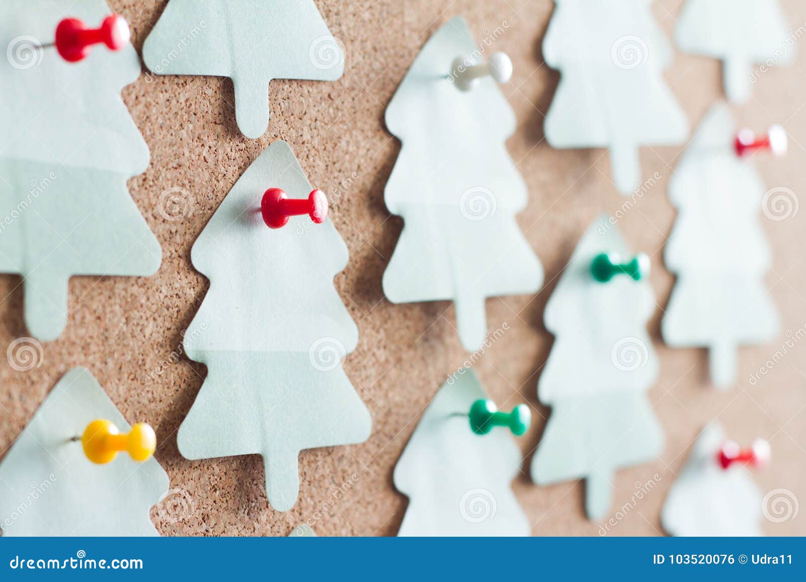 Christmas Paper Tree Reminder on Cork Board Abstract Background Stock ...