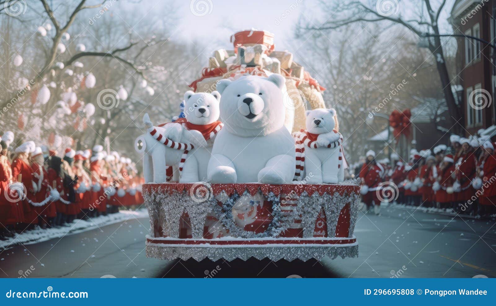 Christmas Parade Float with Polar Bears Parade Float Featuring Playful ...