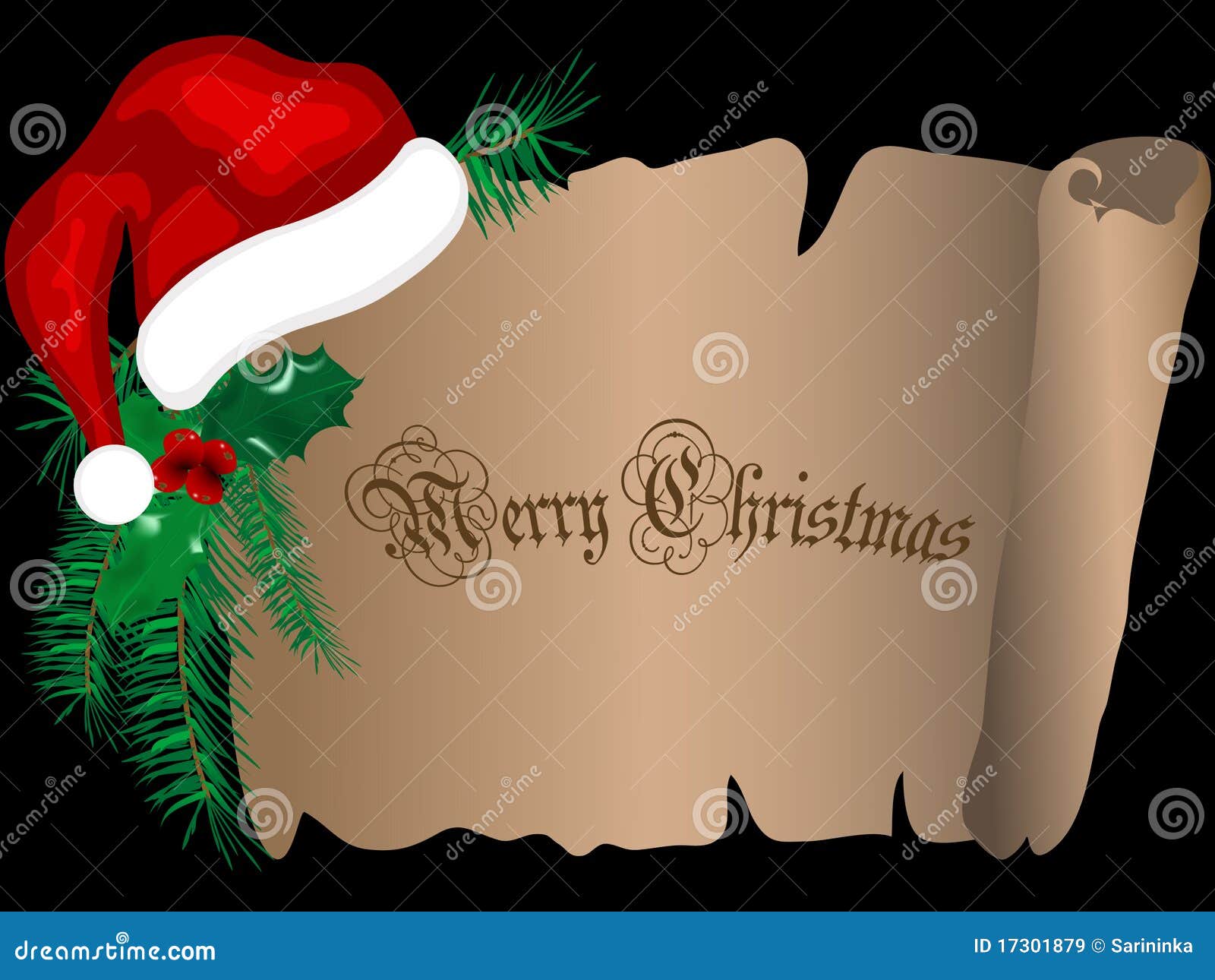 Christmas parchment stock vector. Illustration of merry - 17301879