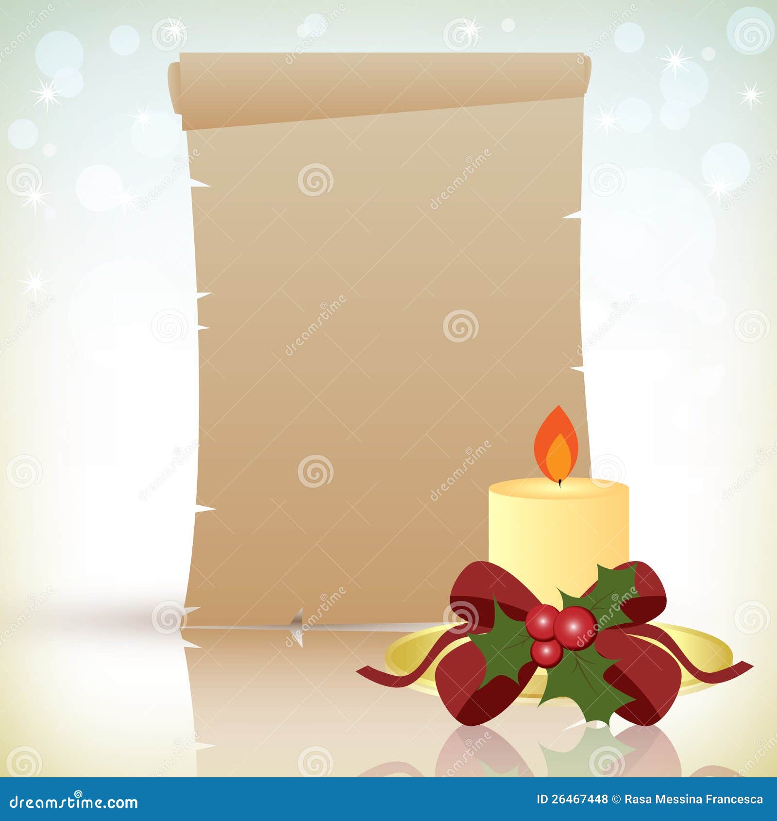 Christmas Parchment with Candle Stock Vector - Illustration of letter ...