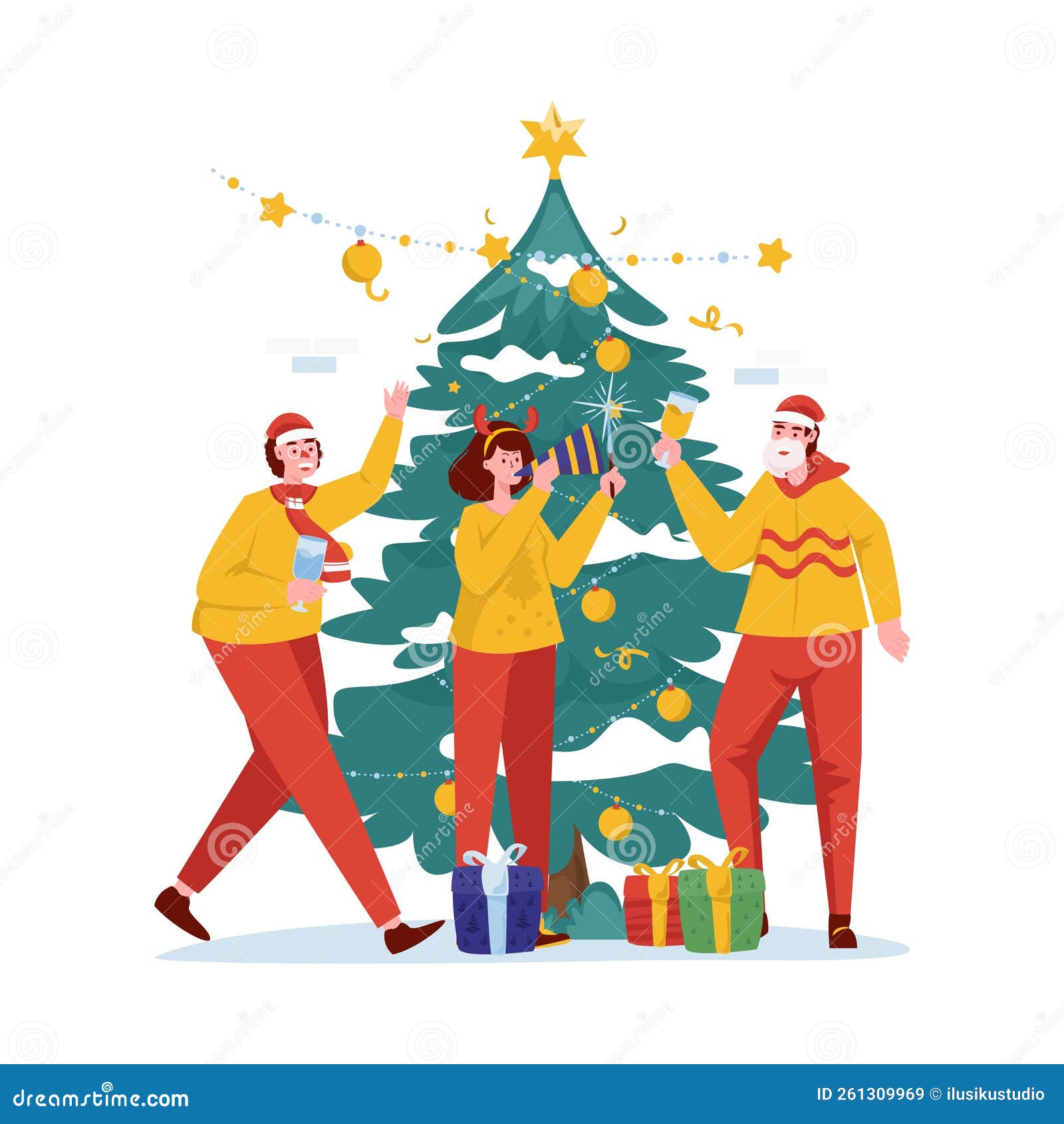 Christmas Party Celebration Illustration Stock Vector - Illustration of ...