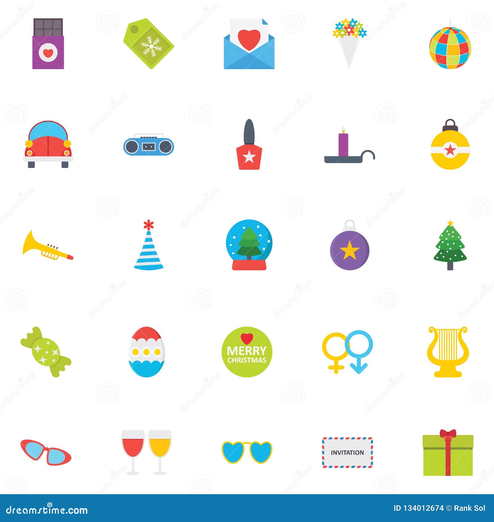 Christmas Party Color Vector Icons Set that Can Be Easily Modified or ...